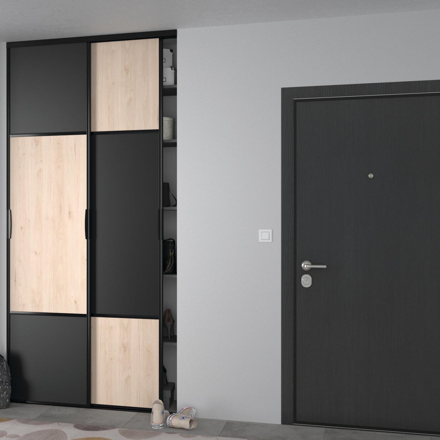 Kit anta scorrevole con binario Componibile Urban 2 ante nero L 120 x H ... Kit anta scorrevole con binario Componibile Urban 2 ante nero L 120 x H ...