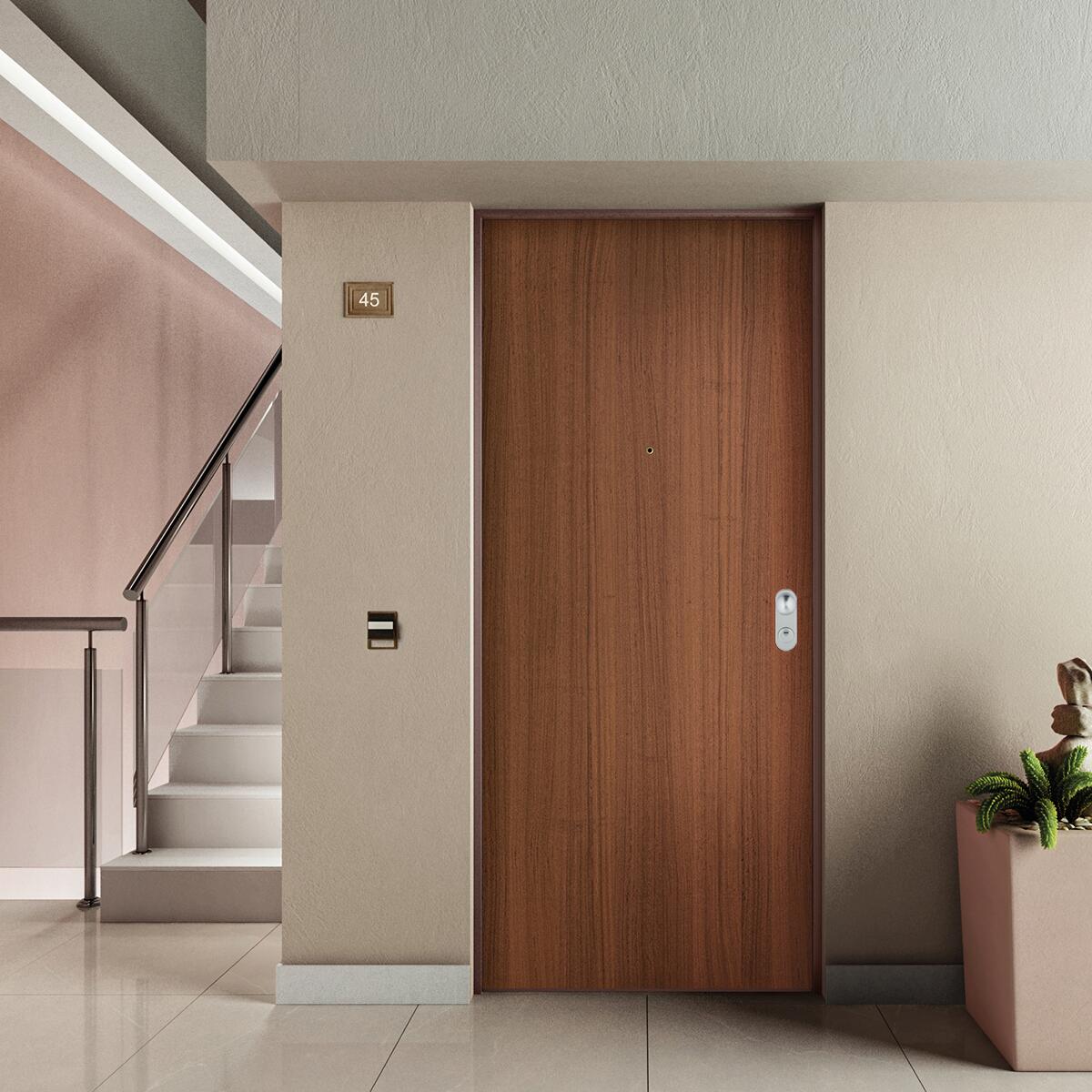 Porta blindata DI.BI. Puck L 85 x H 200 cm noce apertura sinistra ...