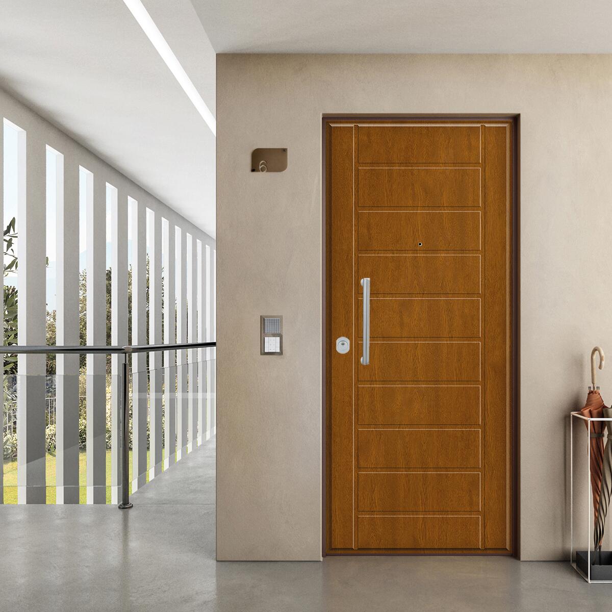 Porta blindata DI.BI. Mab L 85 x H 210 cm noce apertura destra | Leroy ...