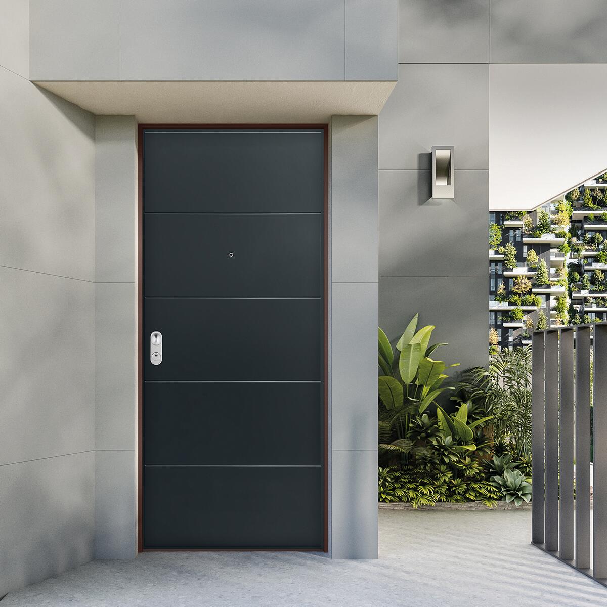 Porta blindata DI.BI. Titan L 90 x H 210 cm antracite/bianco apertura ...