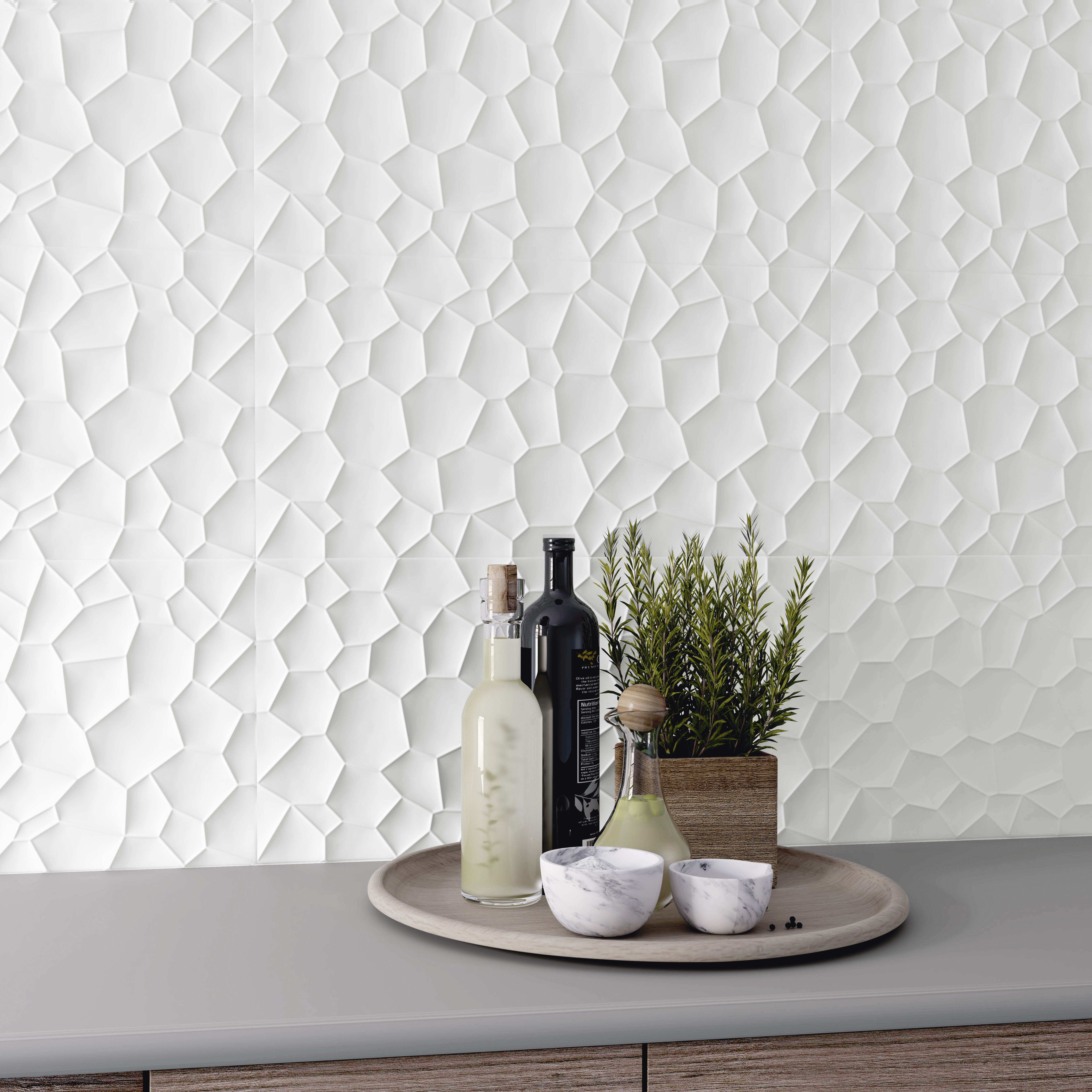 Carrelage mur intérieureffet relief 3d blanc Arctic l.30 x L.60 cm ...