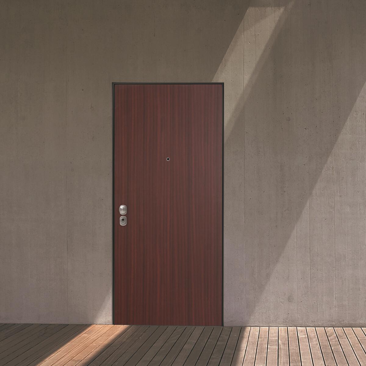 Porta blindata YALE Ghepard mogano/bianco L 80 x H 210 cm apertura ...