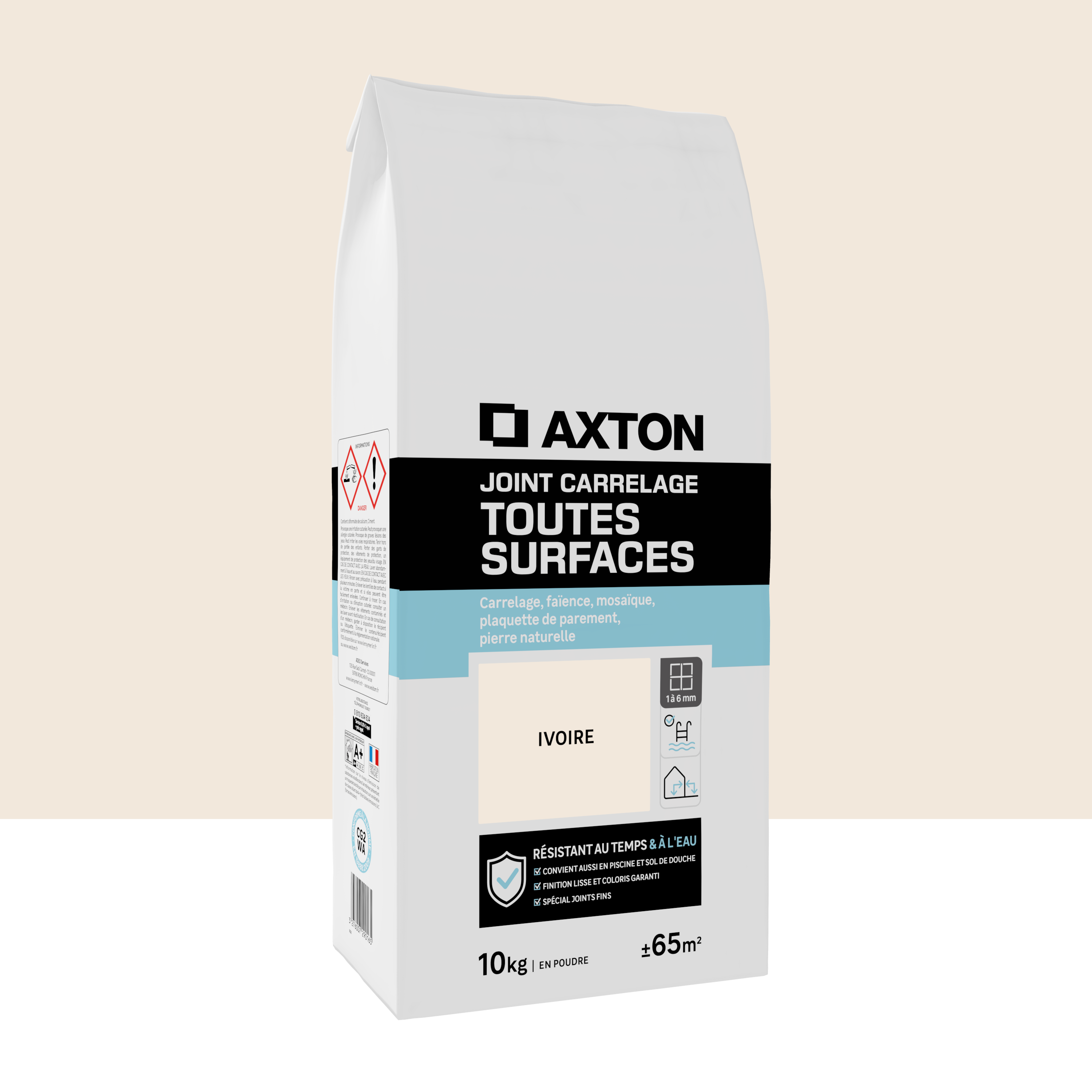 Joint tous types de carrelage et mosaïque AXTON ivoire 10kg | Leroy Merlin