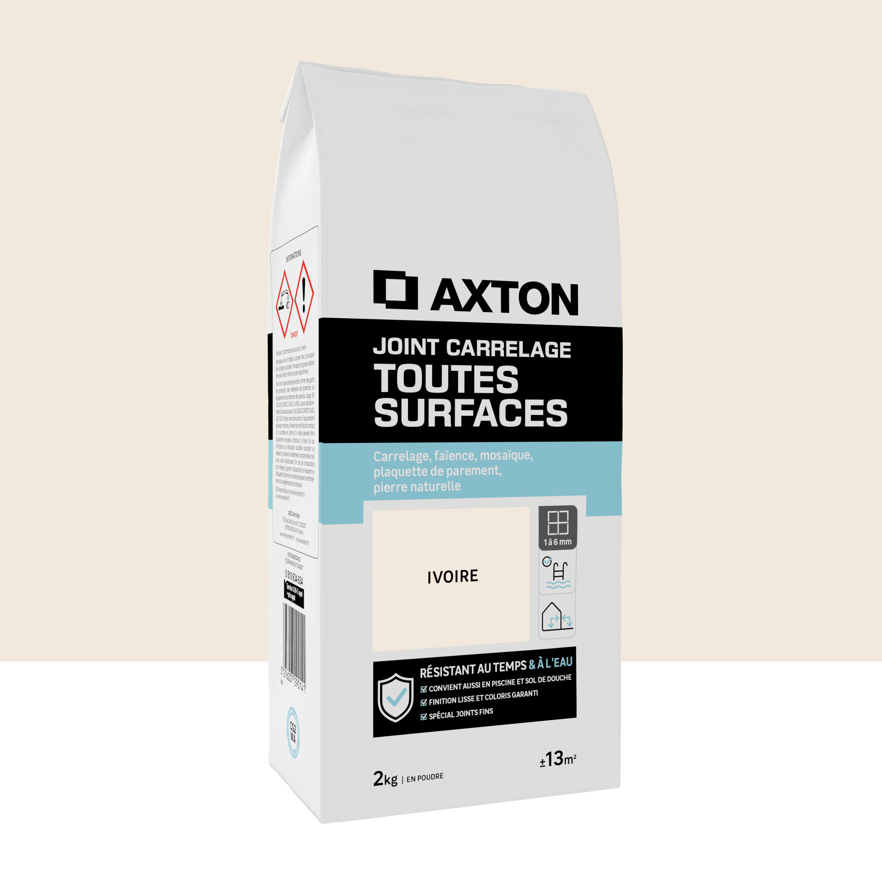 Joint tous types de carrelage et mosaïque AXTON ivoire 2kg | Leroy Merlin