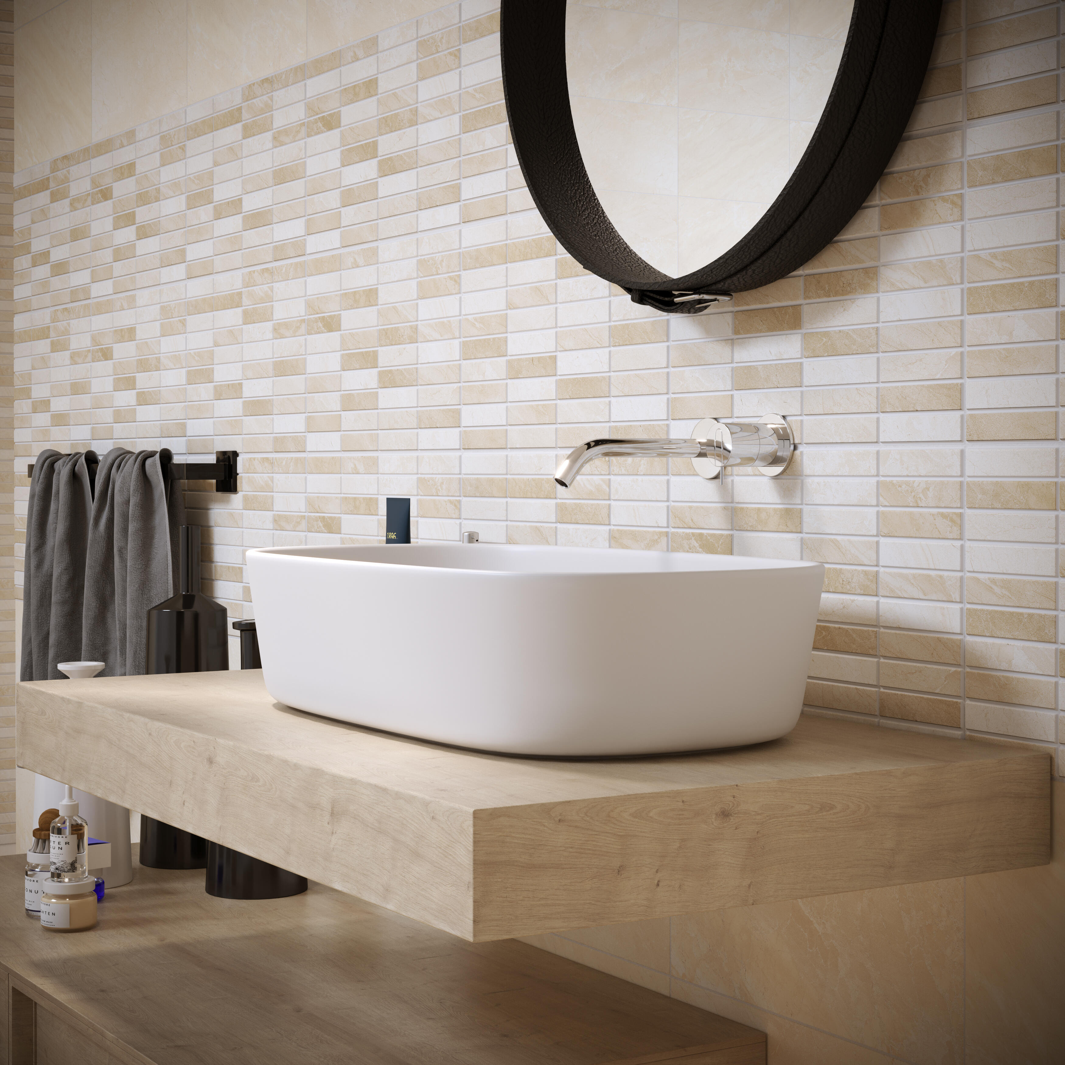 Piastrella da rivestimento interno PALACE in gres naturale lucido beige ...