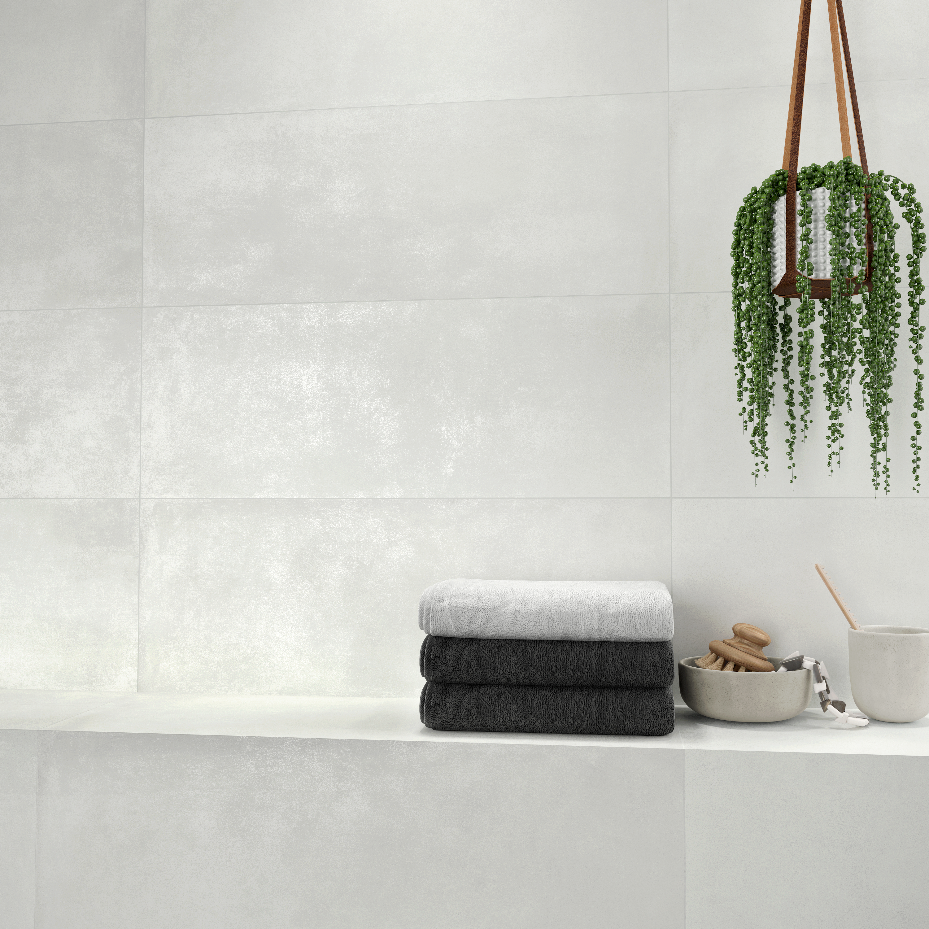 Azulejo cerámico Thick efecto cemento gris claro 33.3x90 cm ARTENS ...