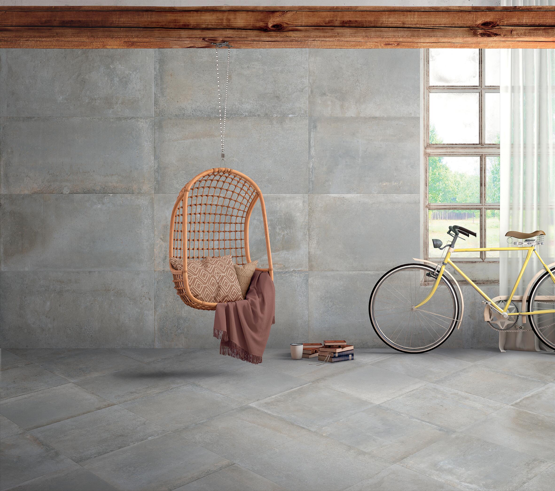 Piastrella da pavimento e rivestimento interno 60 x 60 cm Sp. 9 mm rettificato Metal Clay in ...