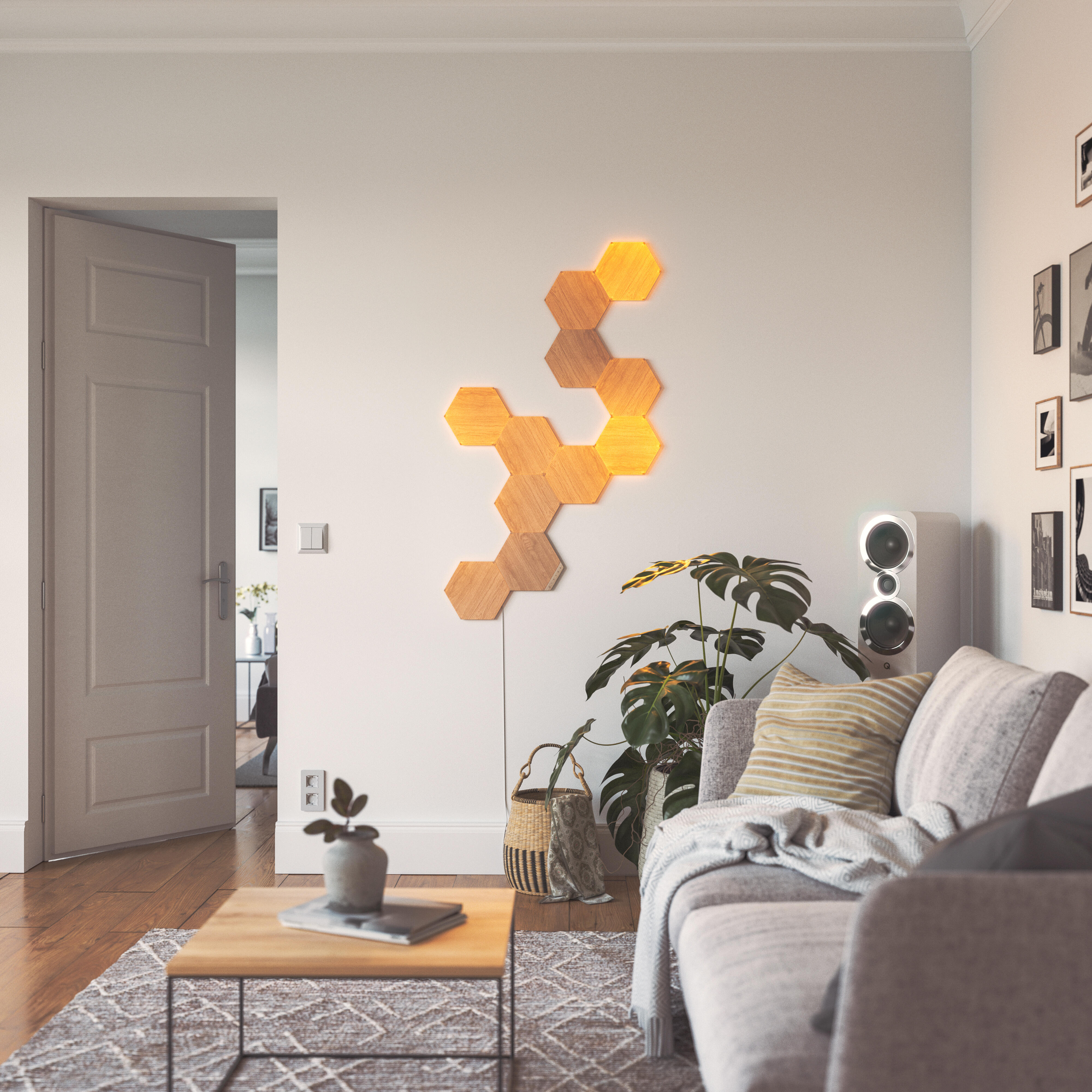 Nanoleaf Elements Hexagone - Kit d'extension - 3 panneaux lumineux LED bois | Leroy Merlin