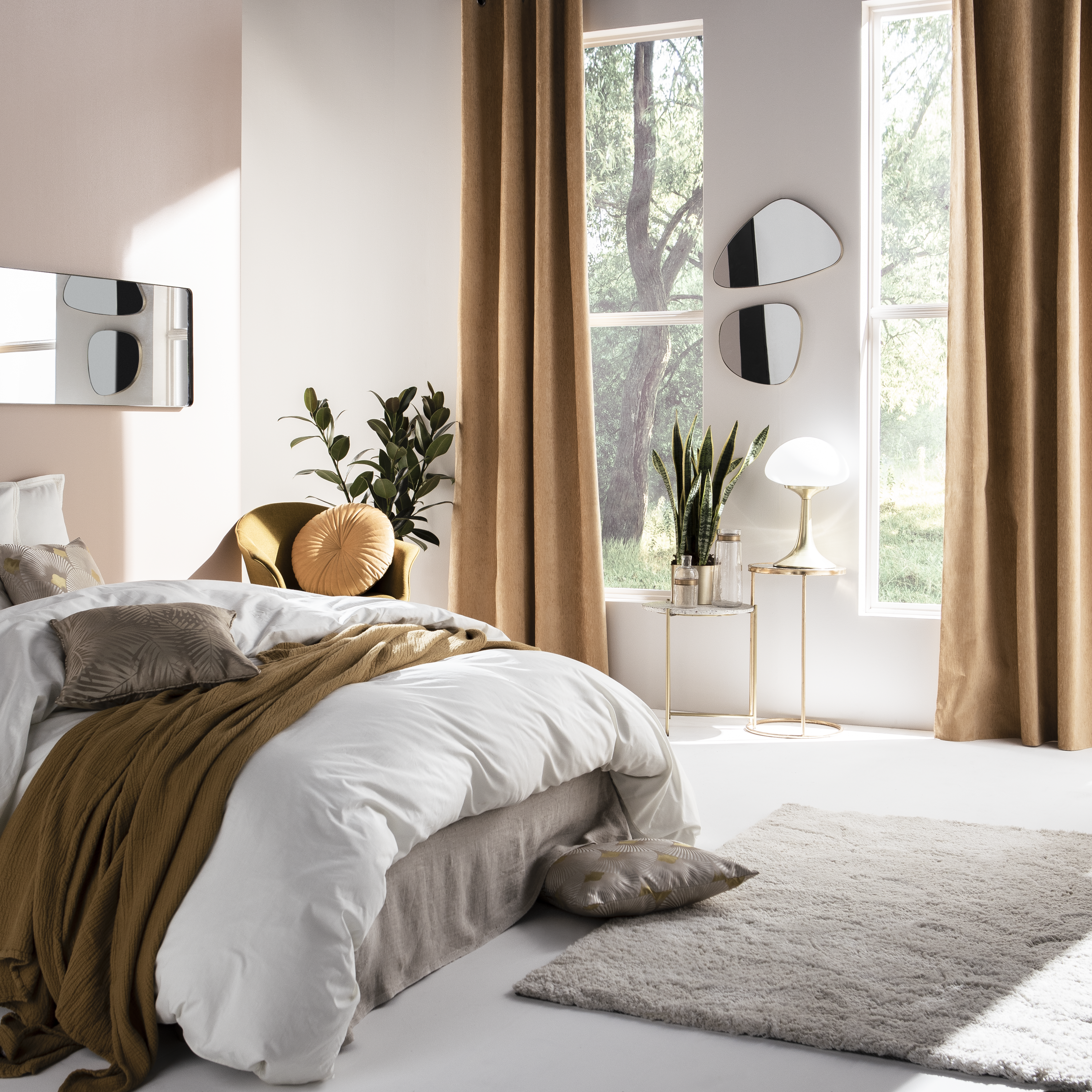 Espejo enmarcado de pared rectangular Glam metal latón mate INSPIRE de ...