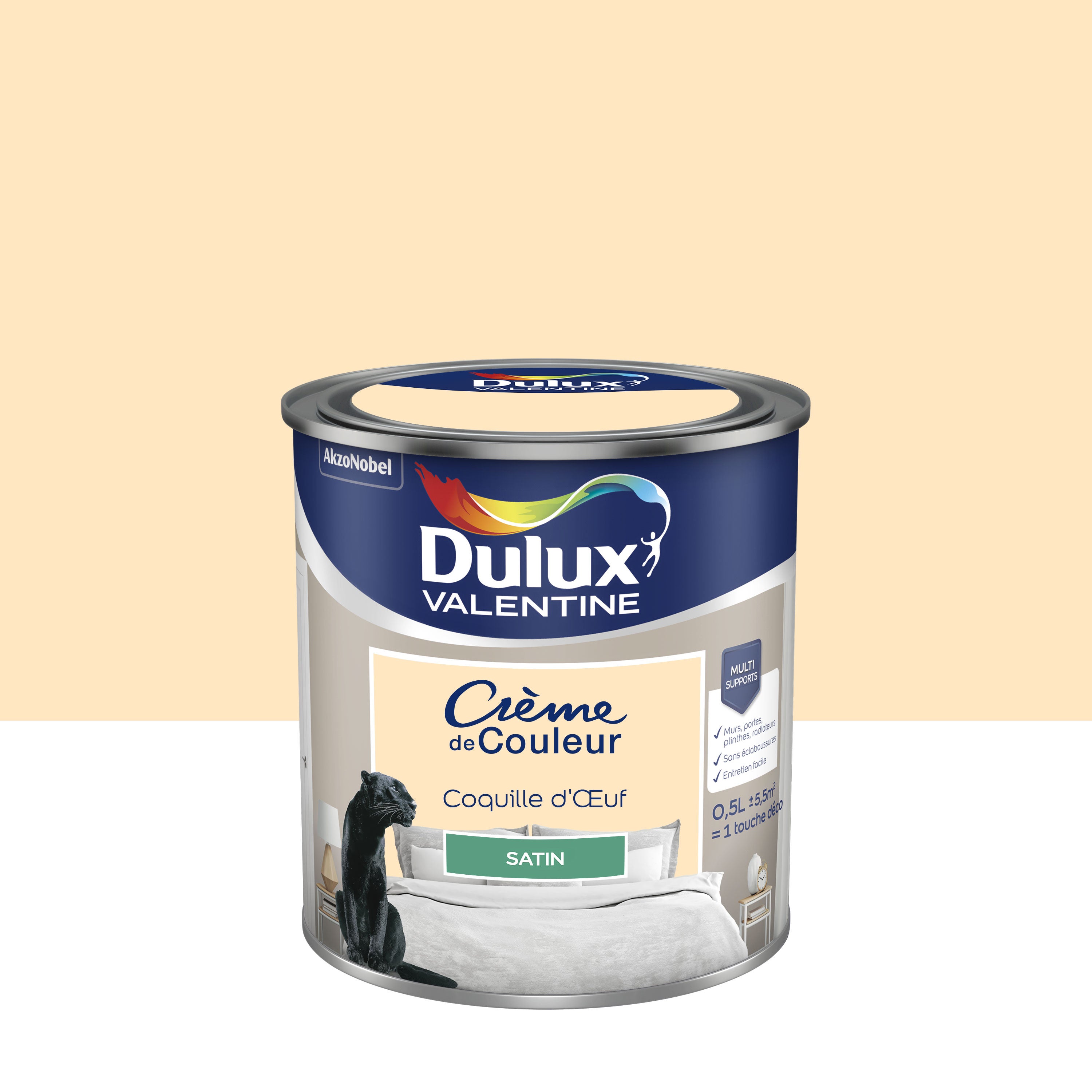 Peinture mur, Crème de couleur DULUX VALENTINE coquille d'œuf satiné 0. ...