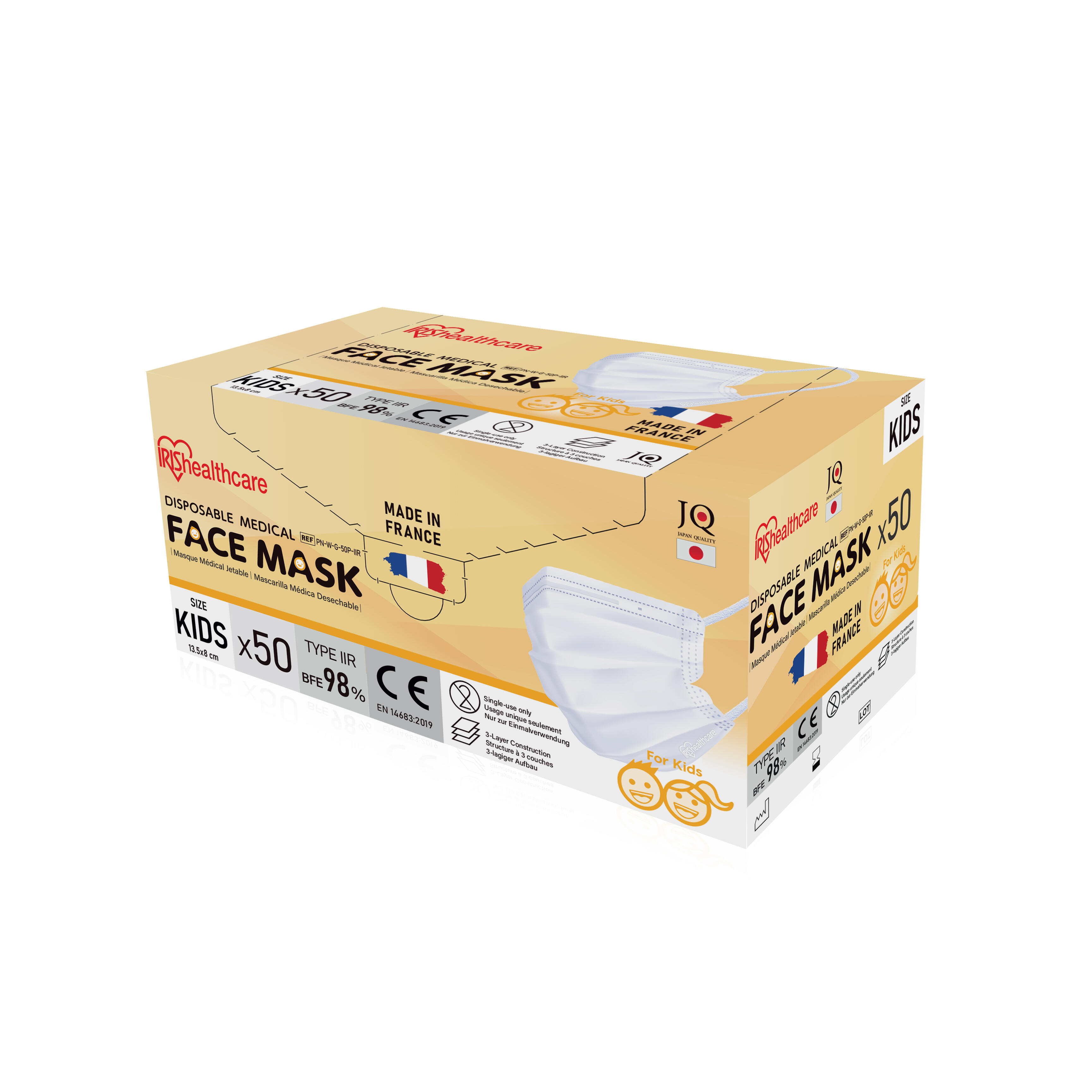 Lot de 50 masques chirurgicaux type IIR, IRIS OHYAMA, blanc, taille ...