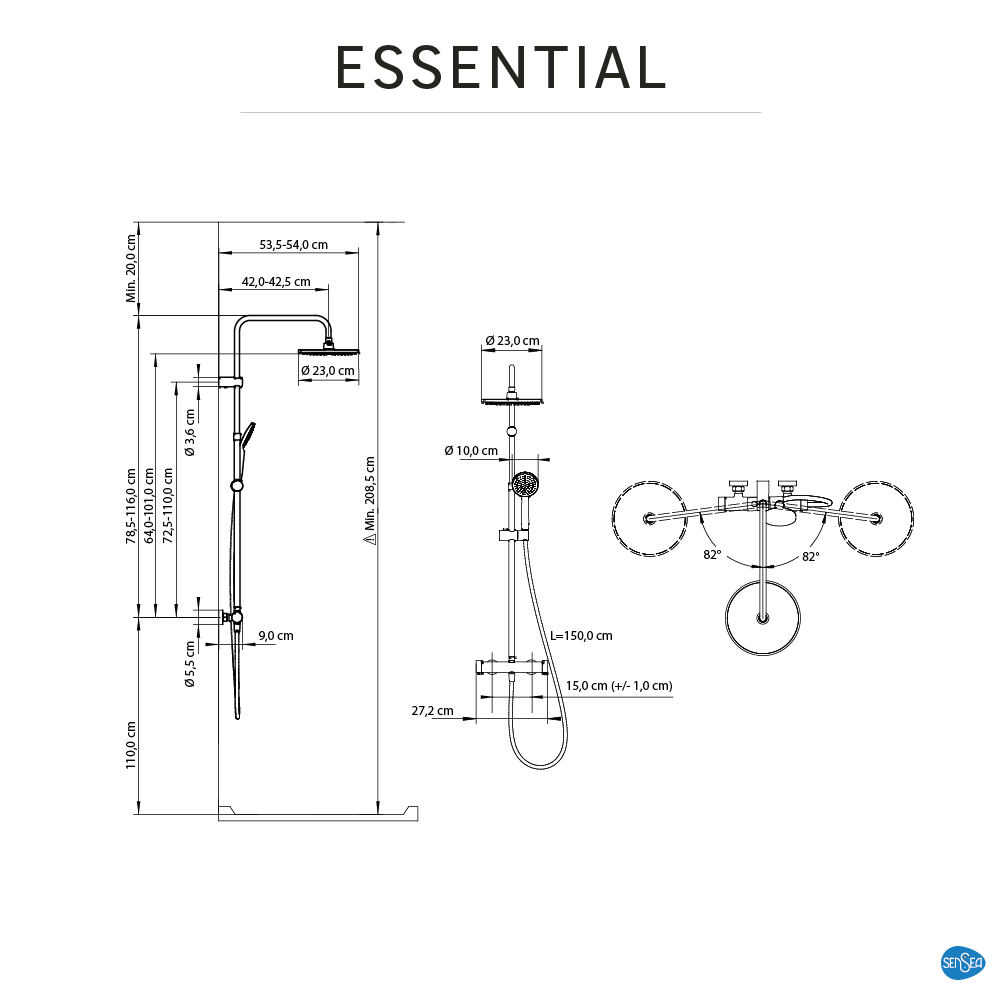 Colonna doccia con miscelatore Essential Sensea cromo | Leroy Merlin