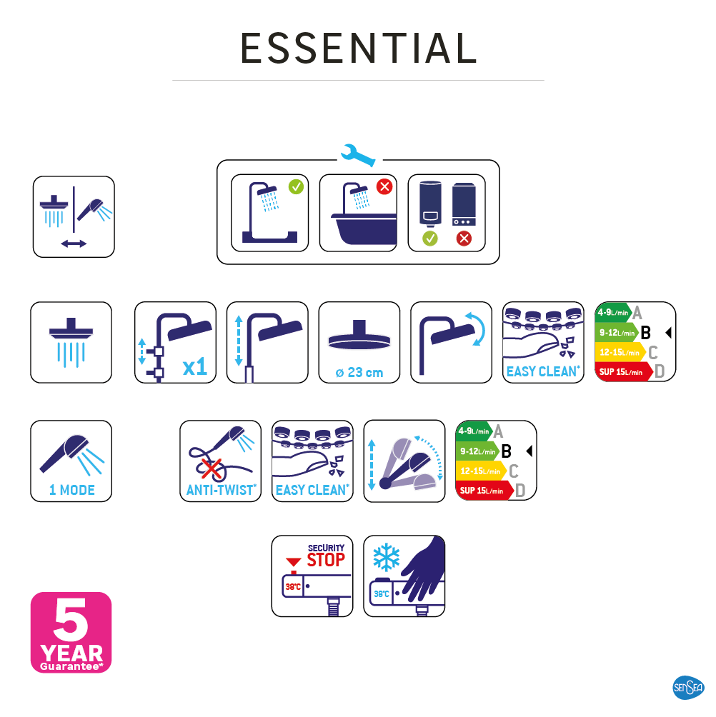 Colonna doccia con miscelatore Essential Sensea cromo | Leroy Merlin