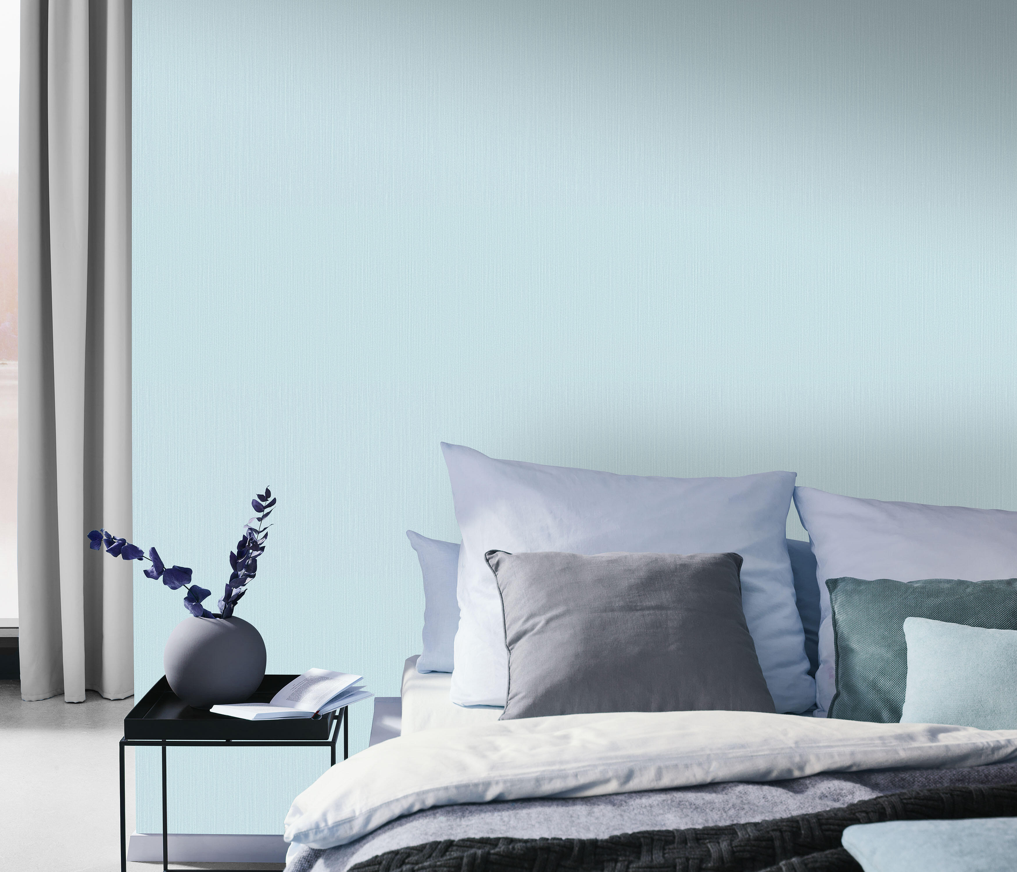 Papier peint vinyle ELLE DECORATION uni turquoise | Leroy Merlin