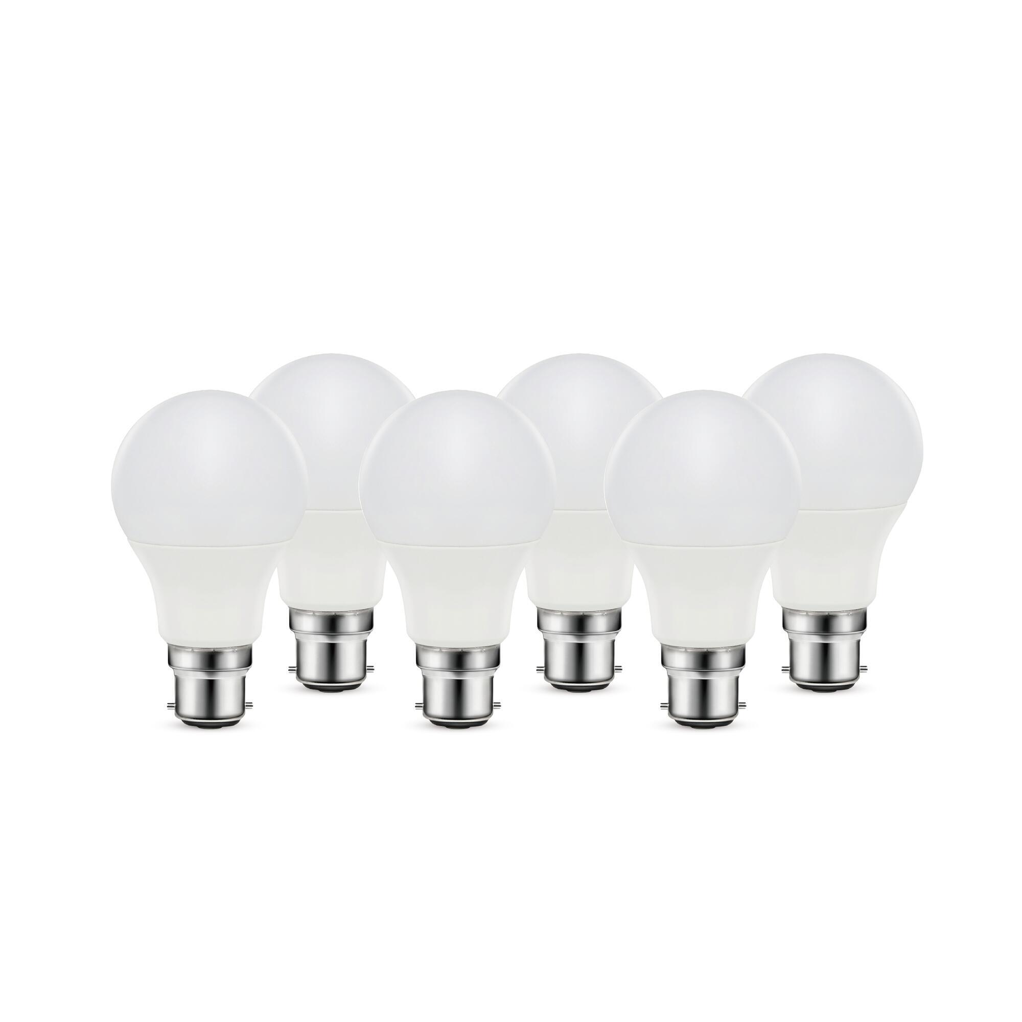 Lot de 6 ampoules led plastique, B22, 806Lm = 60W, blanc chaud, LEXMAN | Leroy Merlin
