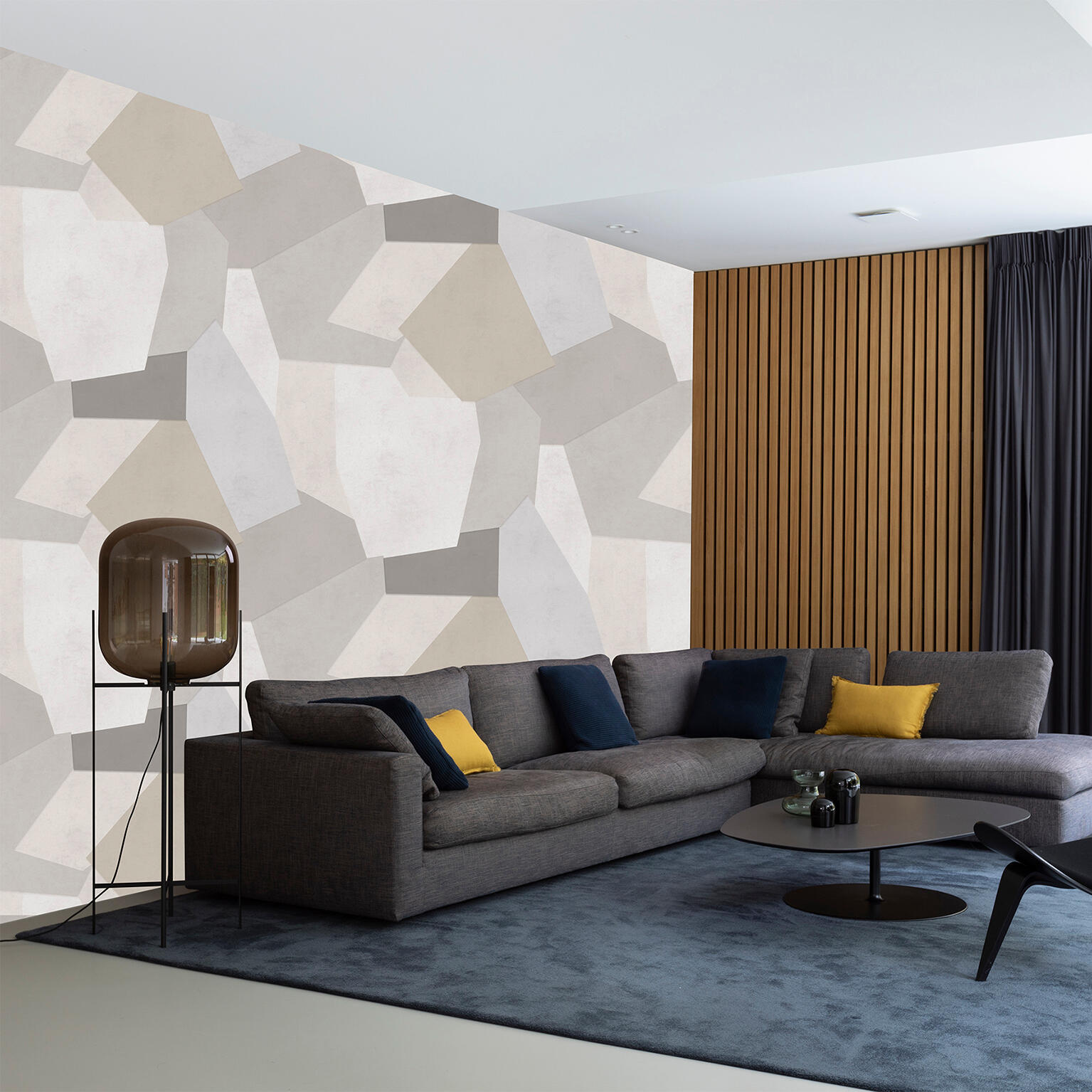 Papier peint panoramique AFFINITY géométrique beige l.200 x H.280 cm ...