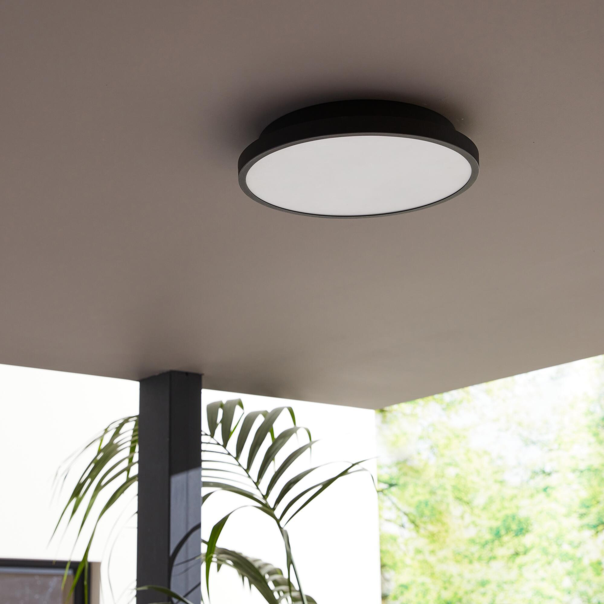 Plafoniera LED da esterno Pano, nero Ø 30 cm, luce naturale, 1000 lumen ...