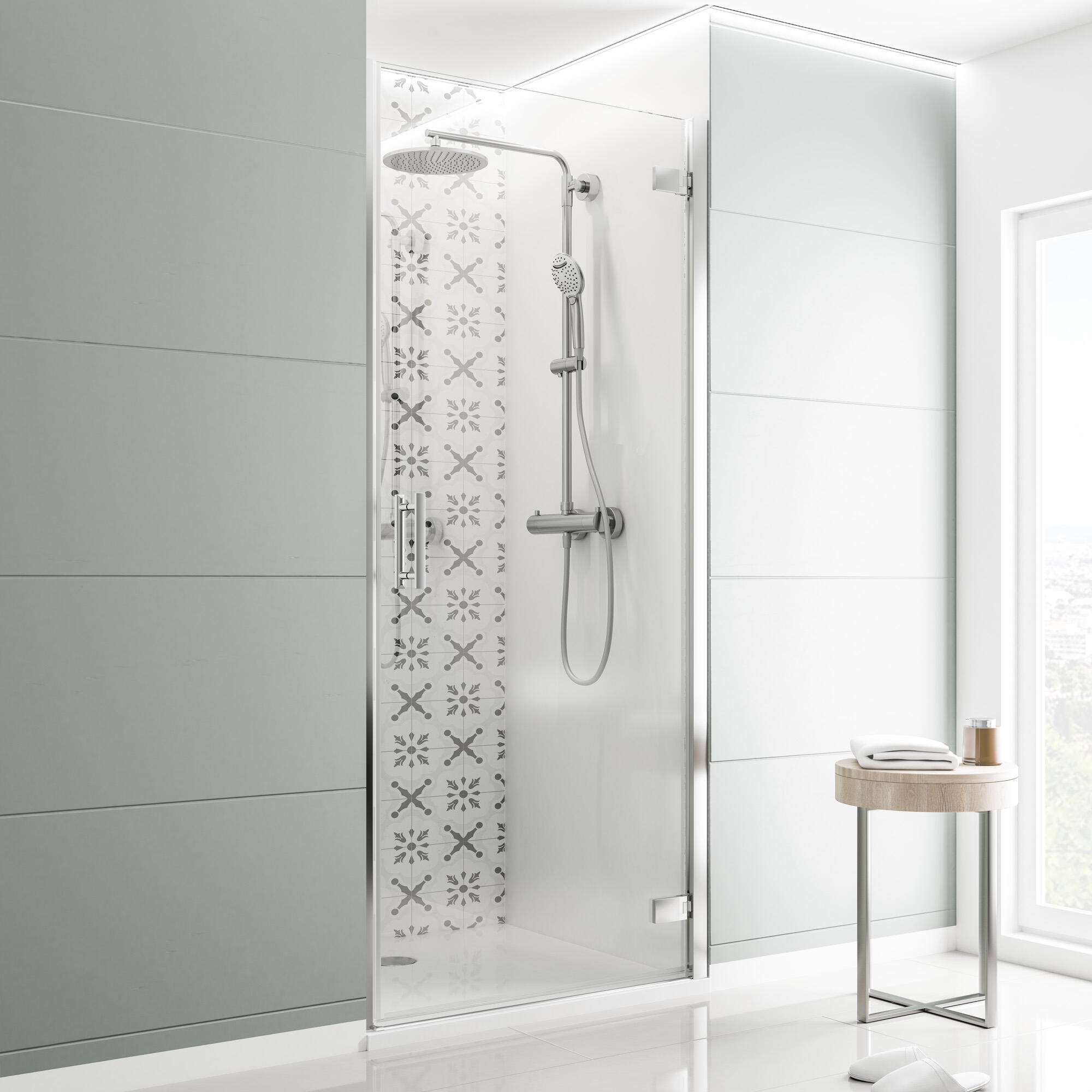 Porte de douche pivotante produit sans finition 100 cm, Delia | Leroy ...