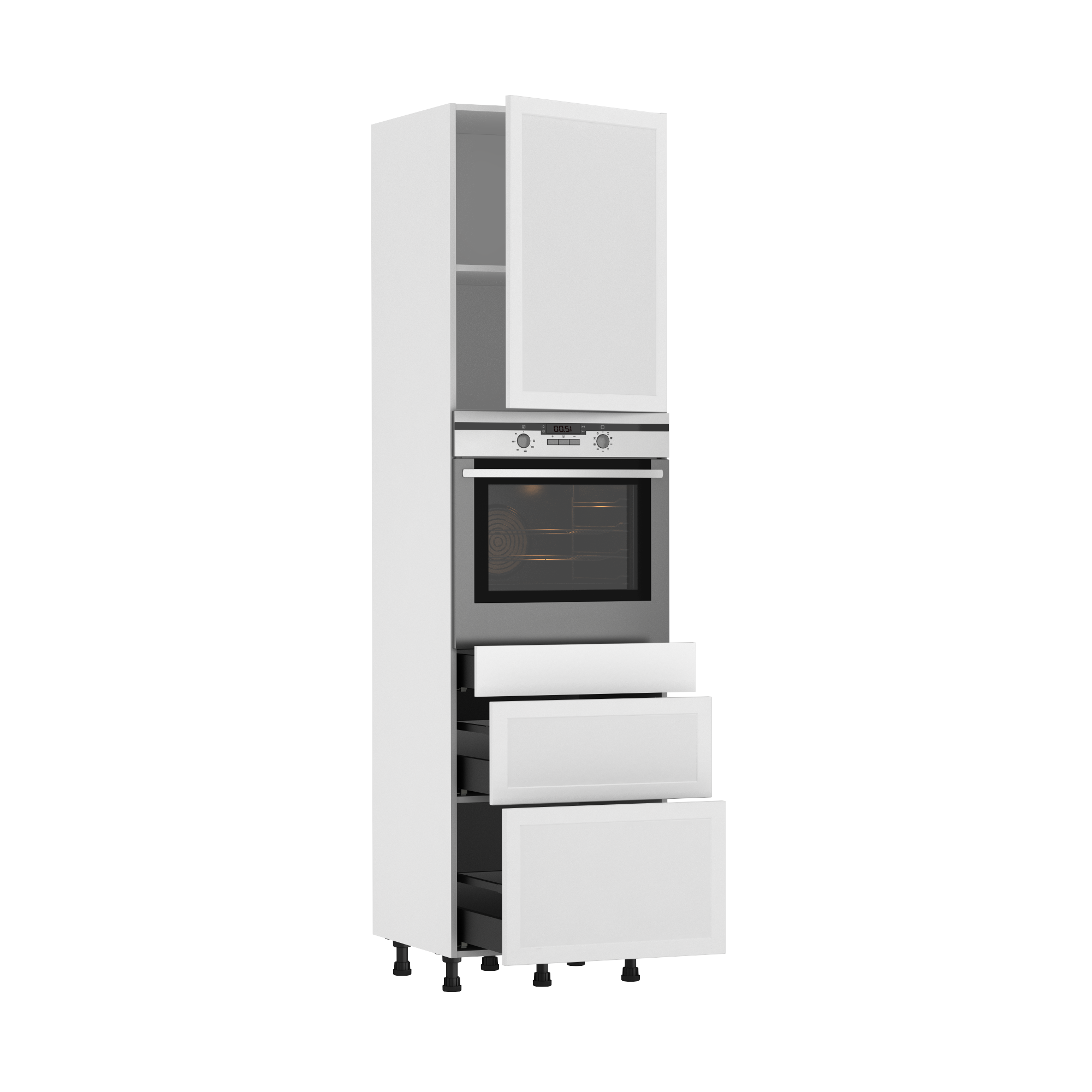 Colonne four de cuisine Newport blanc 1 porte et 3 tiroirs H215 x l60 ...