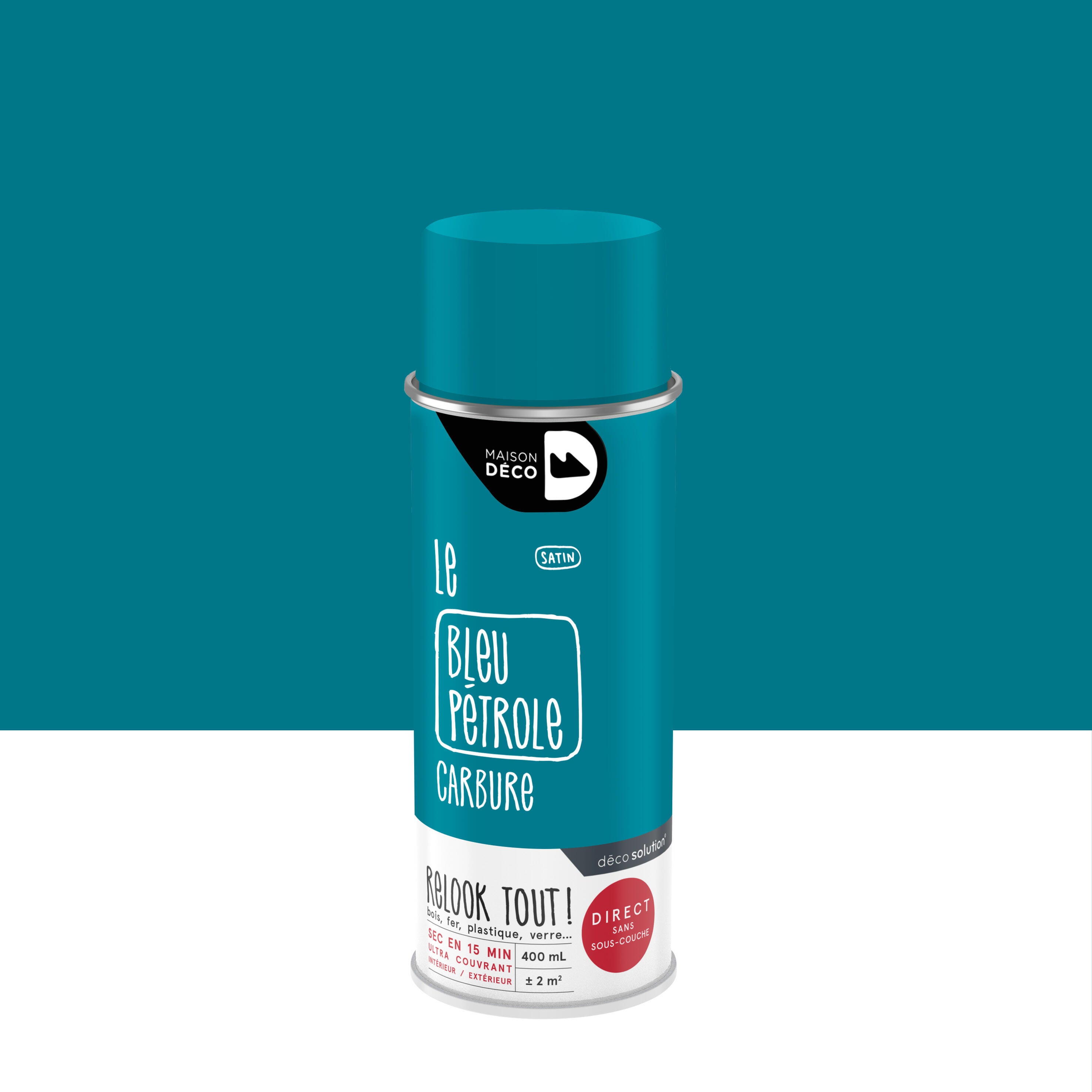 Bombe de peinture Relook tout MAISON DECO bleu pétrole satiné 400 ml ...