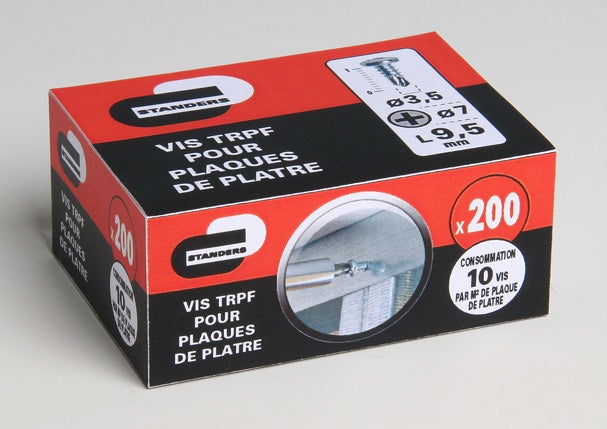 Boîte de 200 vis acier STANDERS, Ø3.5 x L.9.5 mm | Leroy Merlin