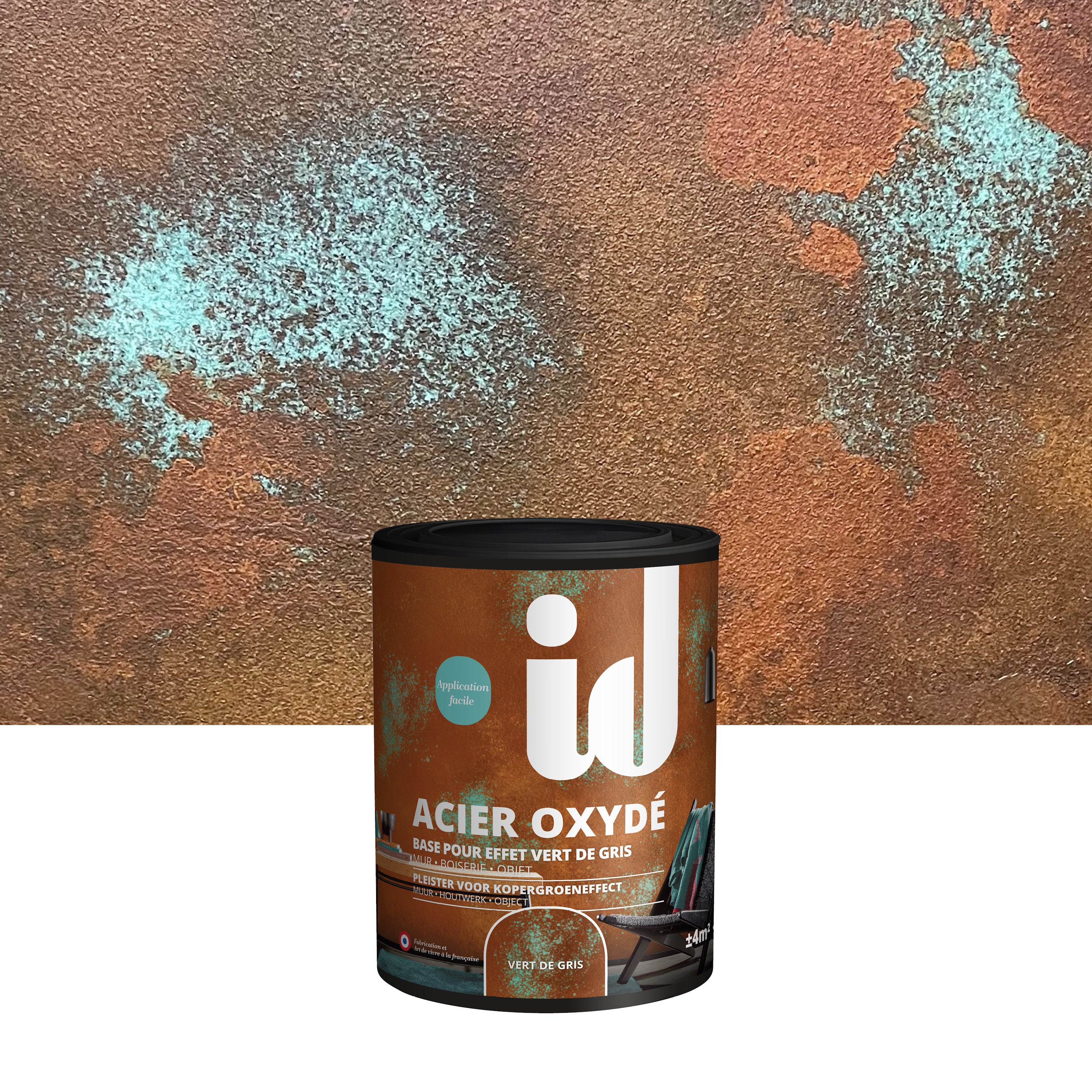 Peinture à effet, Acier Oxyde ID, vert de gris, mat, 1 l | Leroy Merlin
