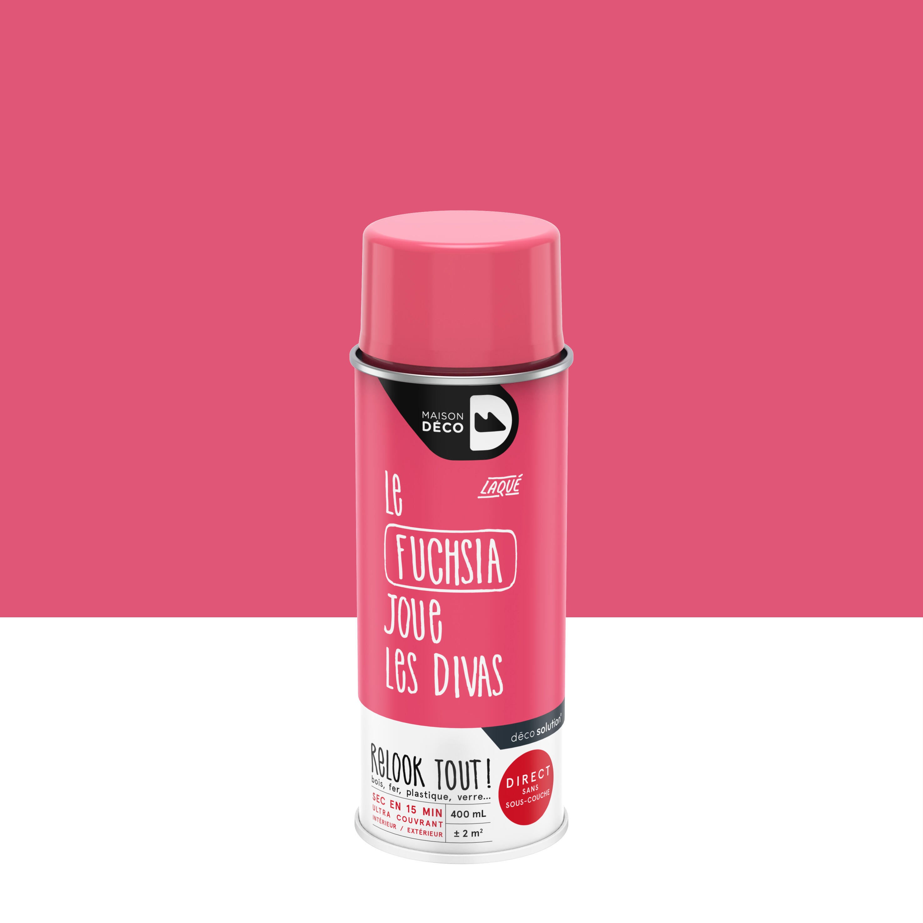 Bombe de peinture Relook tout MAISON DECO fuchsia brillant 400 ml ...