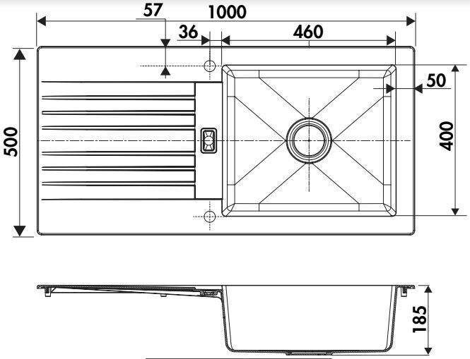 Evier à encastrer 1 grand bac avec égouttoir, résine, SOLO Noir | Leroy ...
