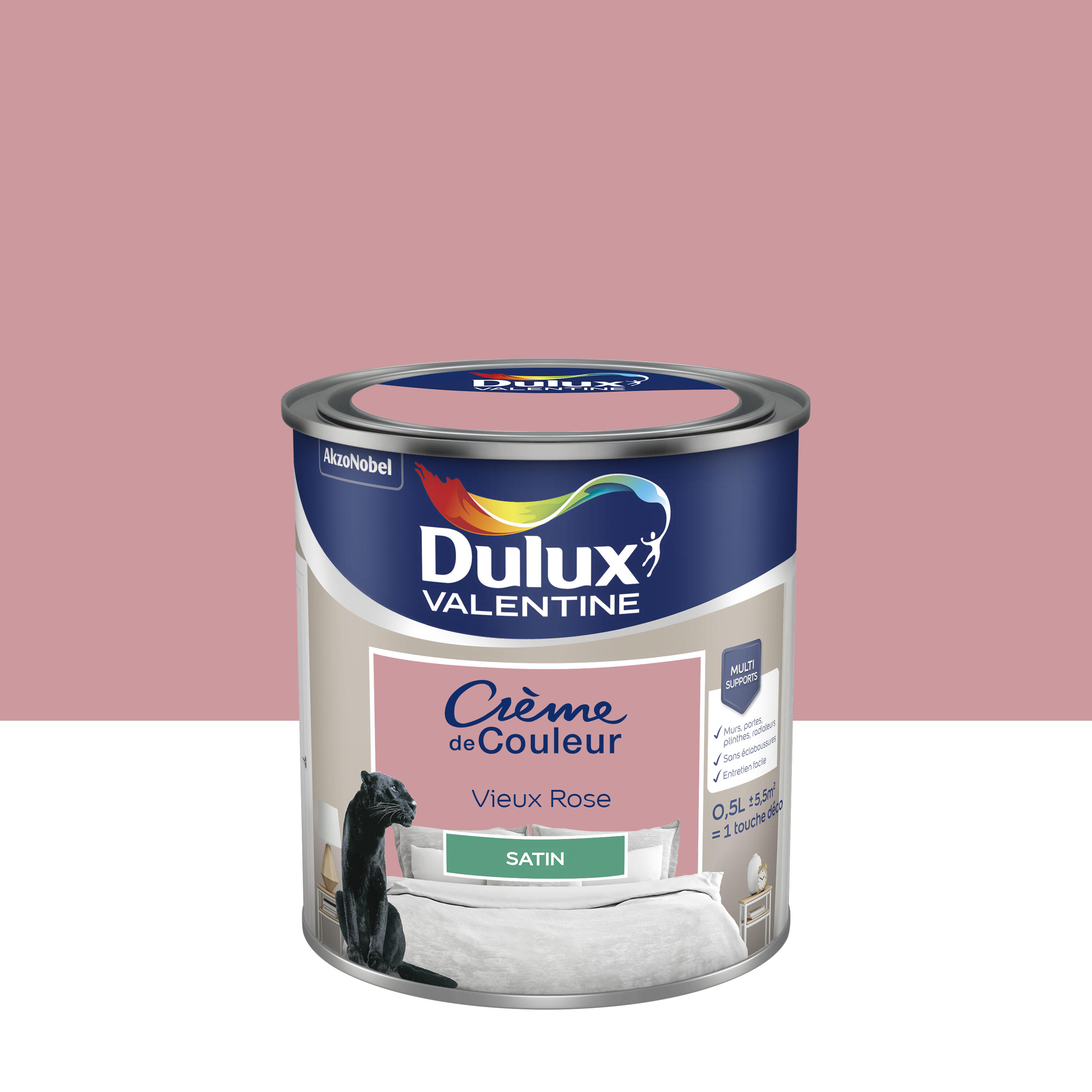 Peinture mur, boiserie vieux rose satin DULUX VALENTINE Crème de ...