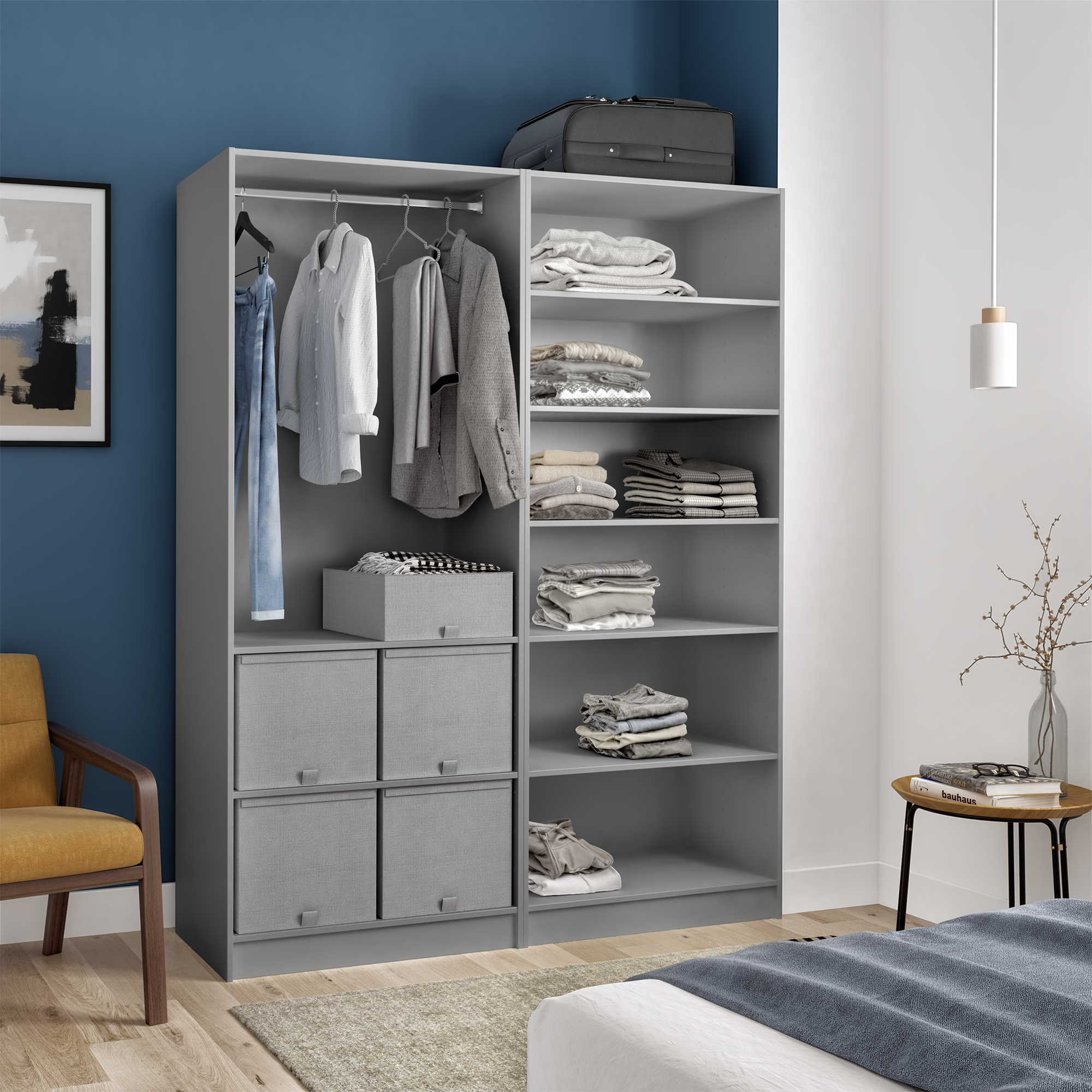 Dressing gris H.200 x l.160 x P.45 cm Home | Leroy Merlin