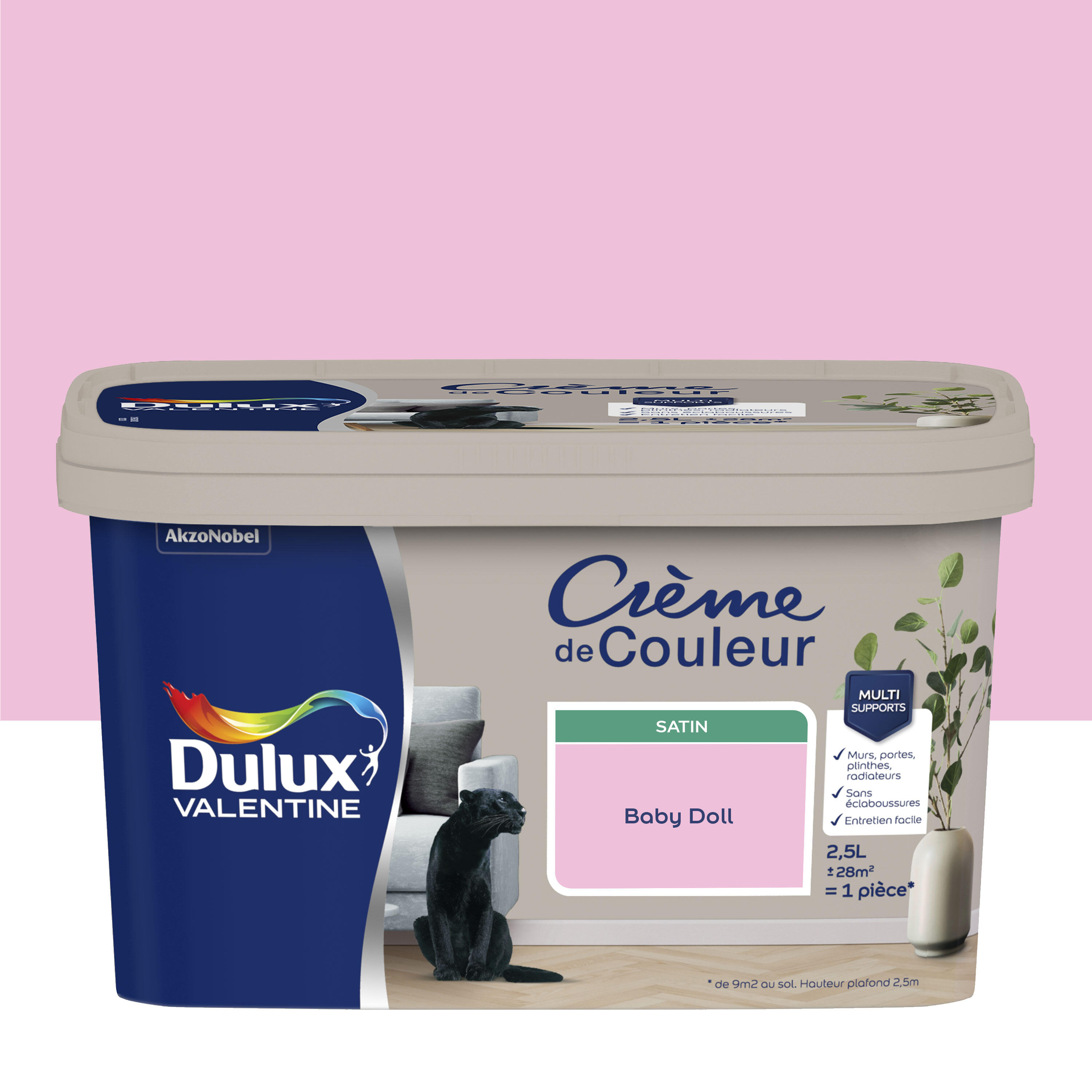 Peinture mur, boiserie baby doll satin DULUX VALENTINE Crème de couleur ...