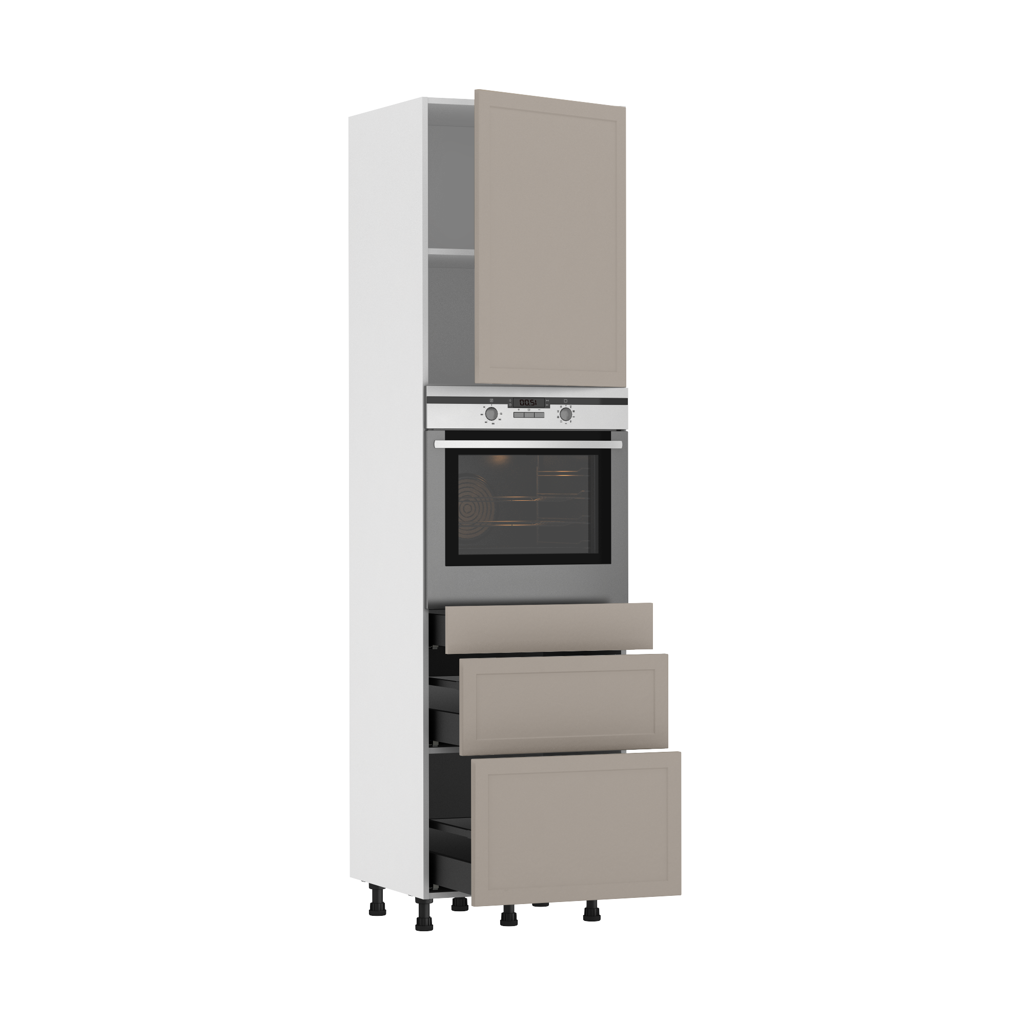 Colonne four de cuisine Newport taupe 1 porte et 3 tiroirs H215 x l60 ...