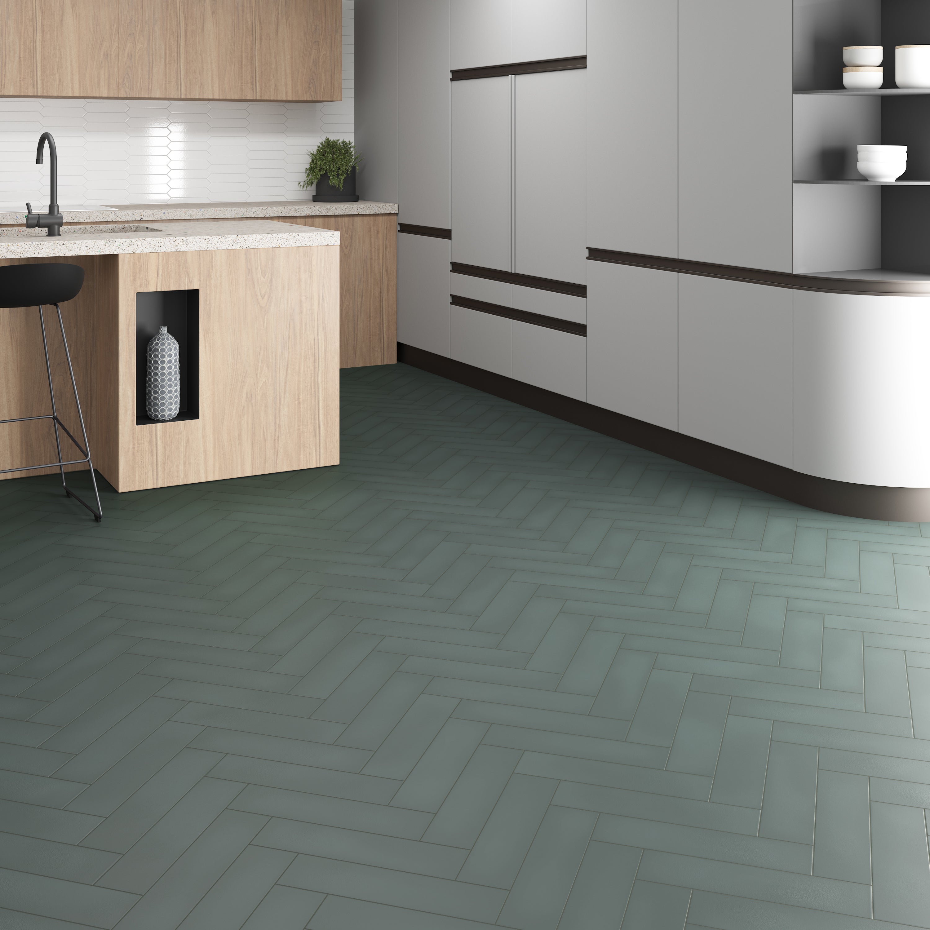 Carrelage effet ciment vert foncé Plant l.9.2 x L.36.8 cm | Leroy Merlin