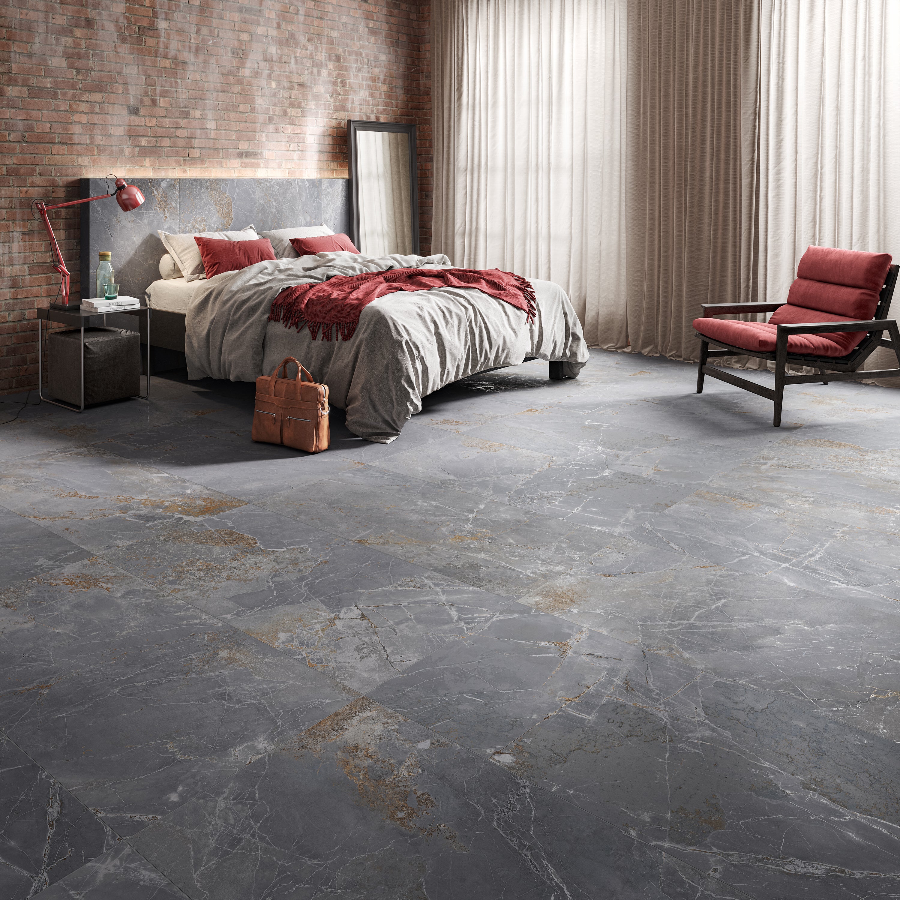 Carrelage mur/ sol intérieur effet métal gris Marmo metallo l.60 x L ...