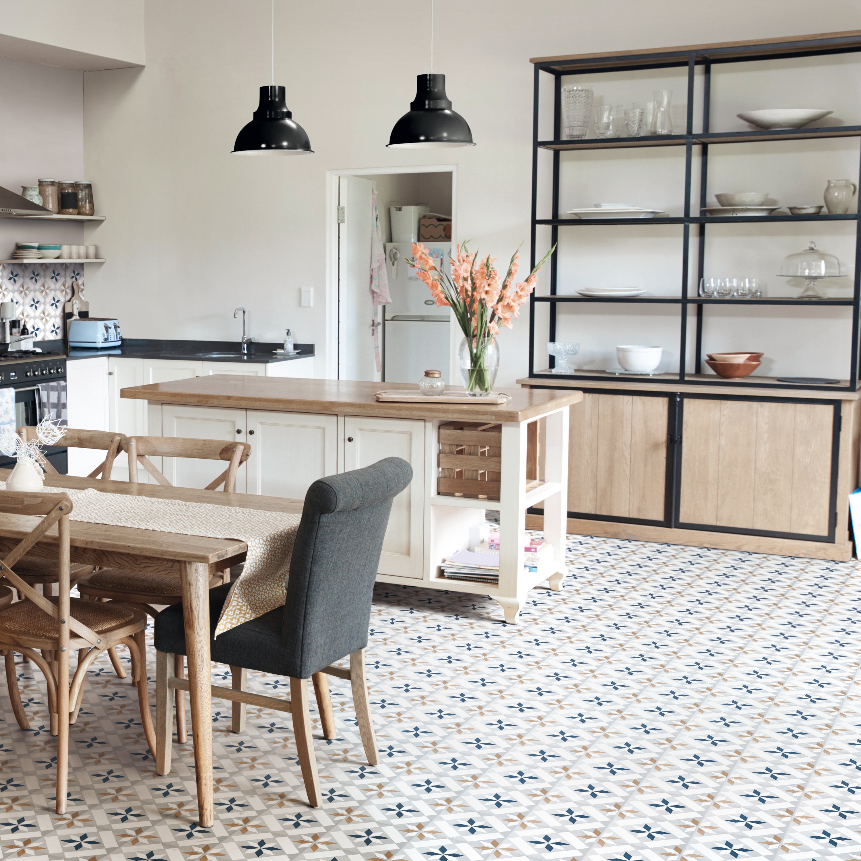 Carrelage sol / mur effet ciment bleu Patrimony l.20 x L.20 cm ...