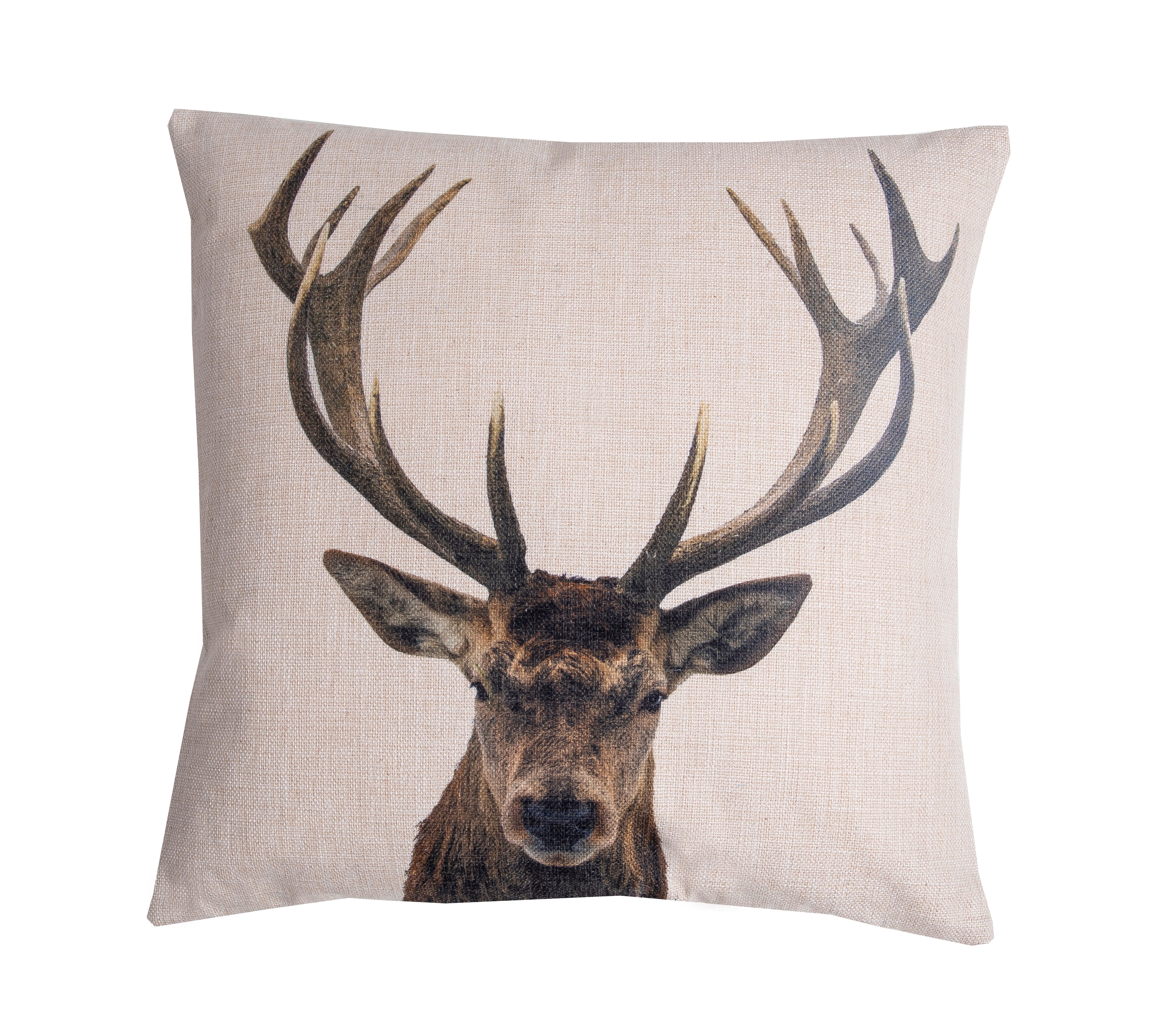 Coussin Cerf, beige et imprimé l.45 x L.45 cm | Leroy Merlin