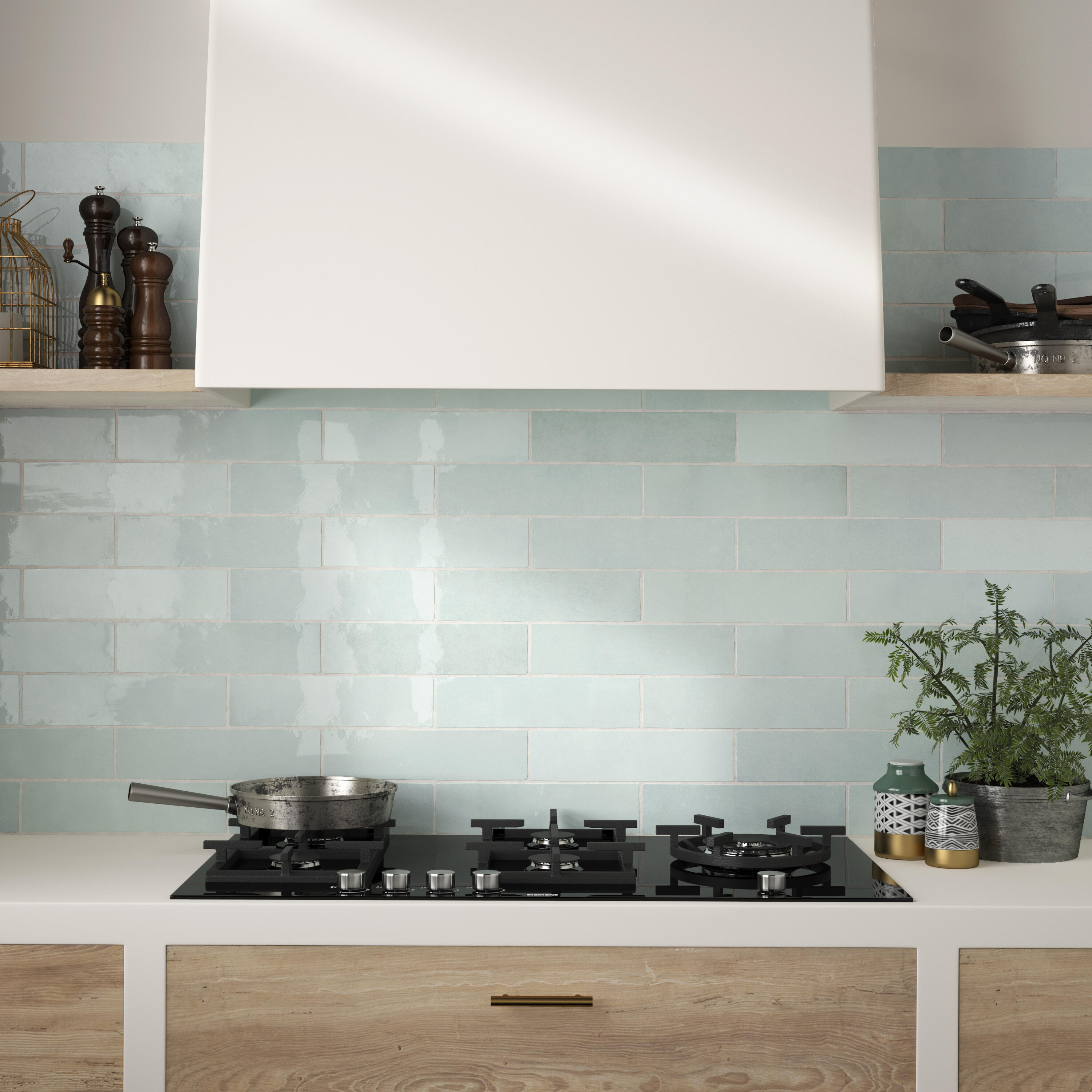 Carrelage mural vert d'eau brillant l.7.5 x L.30 cm Bakerstreet | Leroy ...