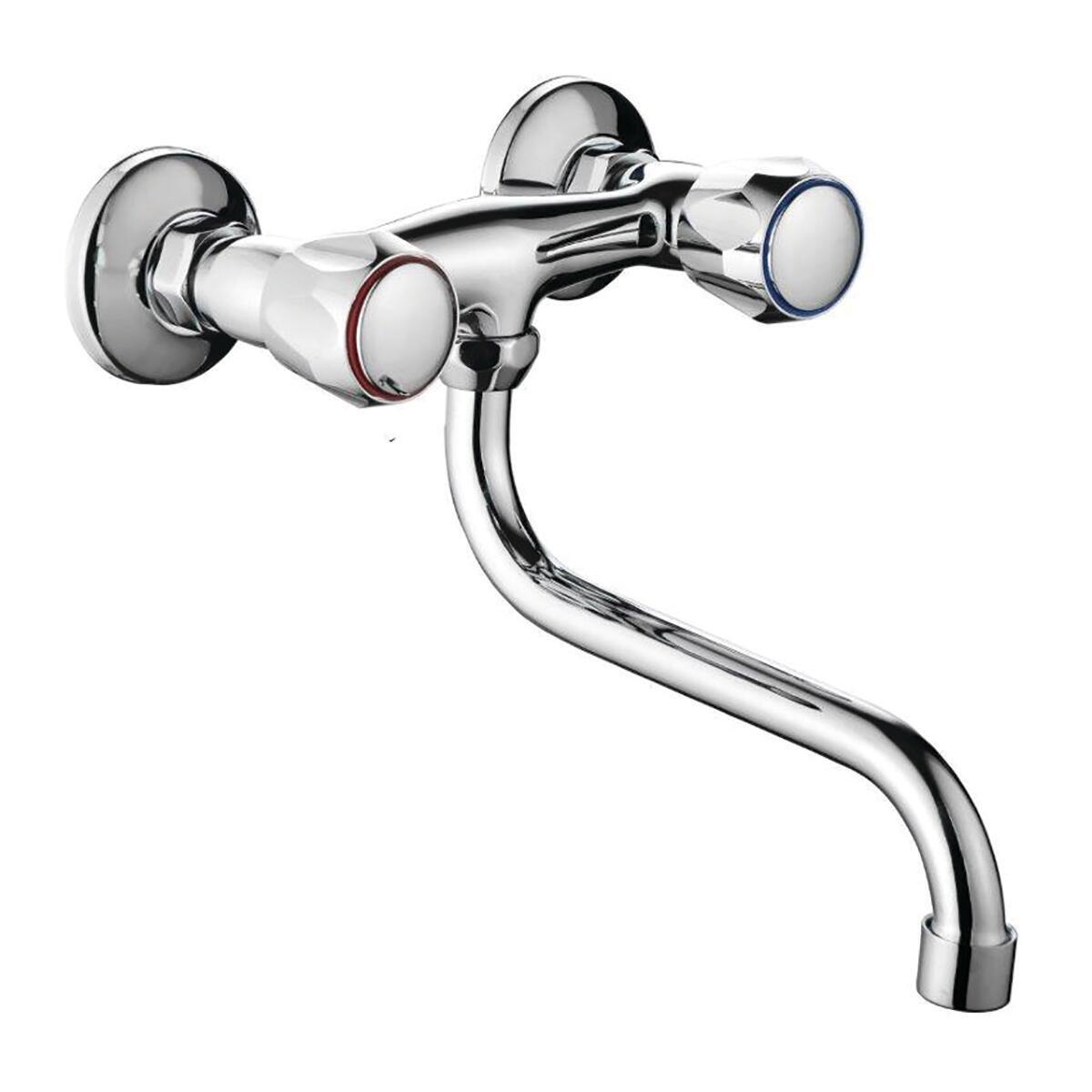 Rubinetto da cucina orizzontale a s Alohi argento cromato lucido MARCO ...