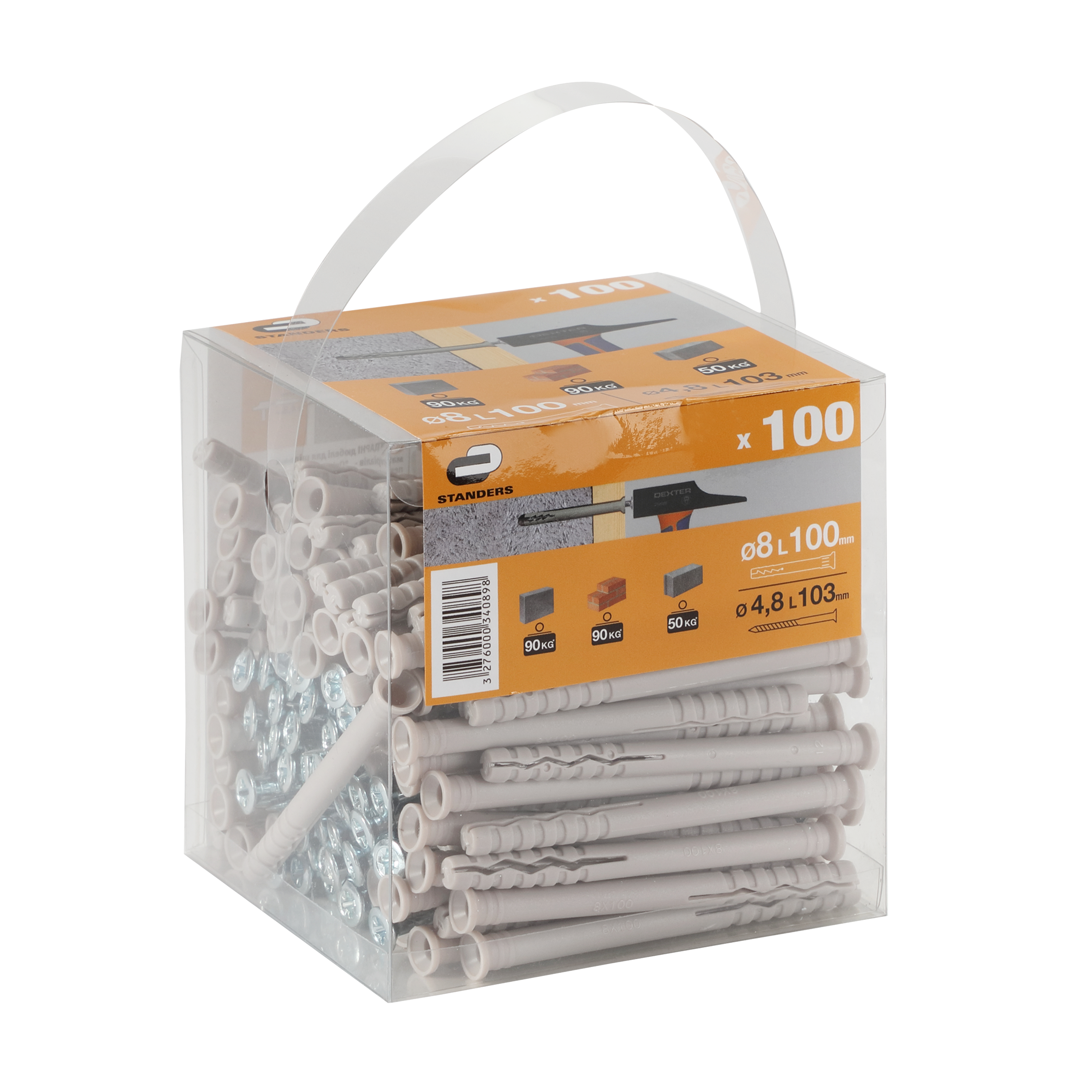 Lot de 100 Cheville murale avec vis STANDERS, Ø8 x L.100 mm | Leroy Merlin