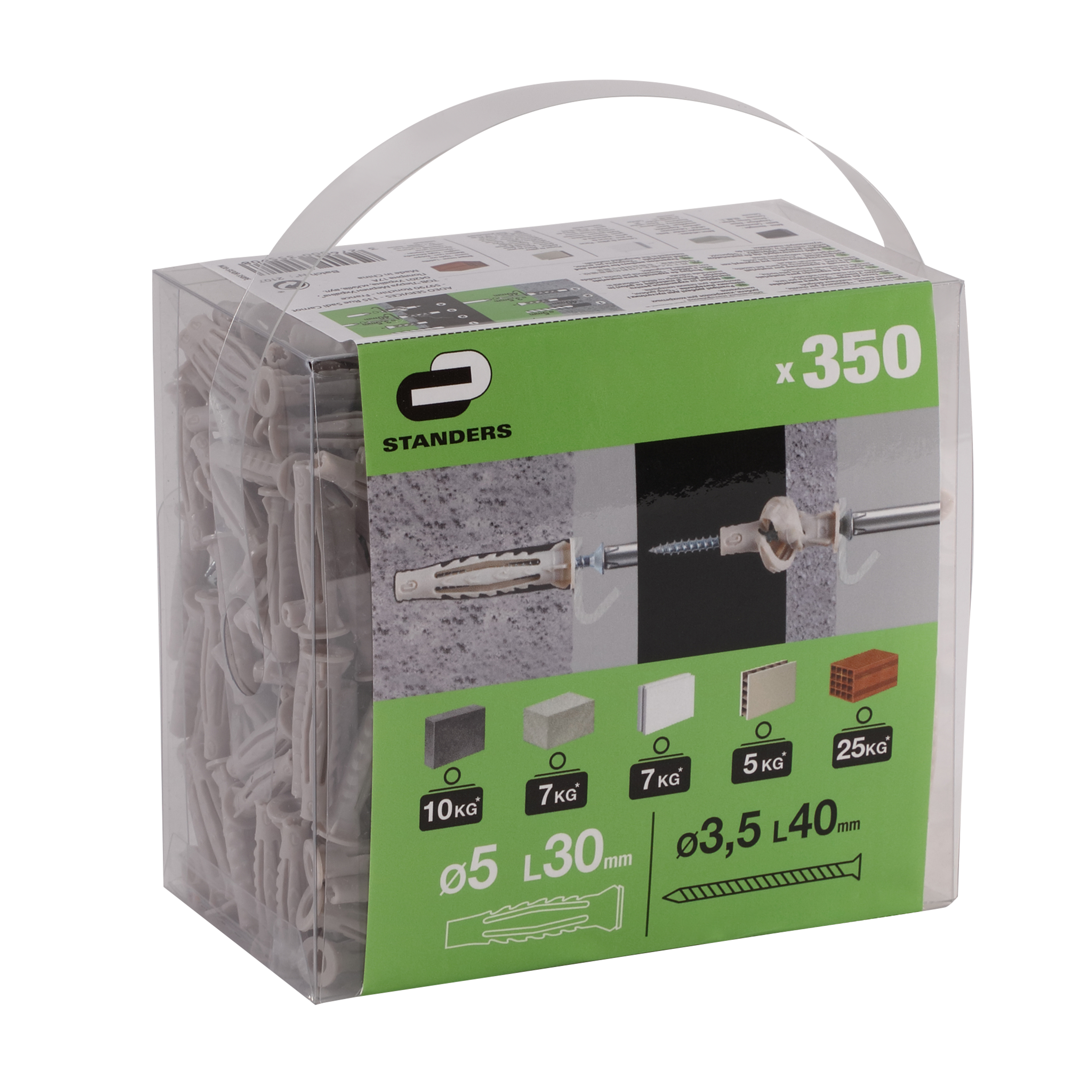 350 chevilles multi-matériaux avec vis STANDERS, Diam.5 x L.30mm ...