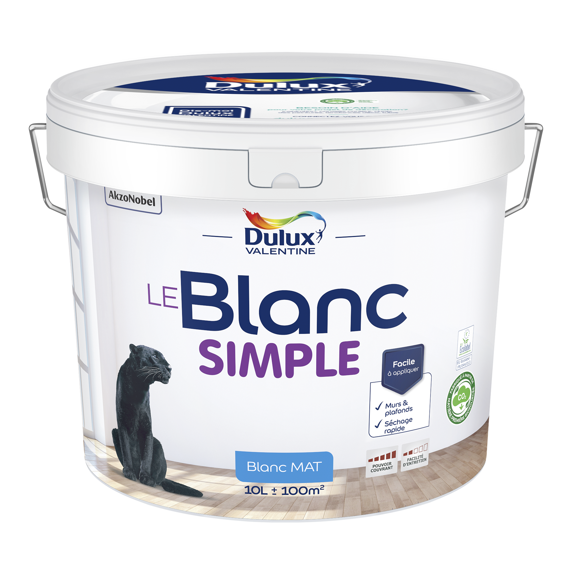 Peinture mur, plafond blanc mat DULUX VALENTINE Simple 10l | Leroy Merlin