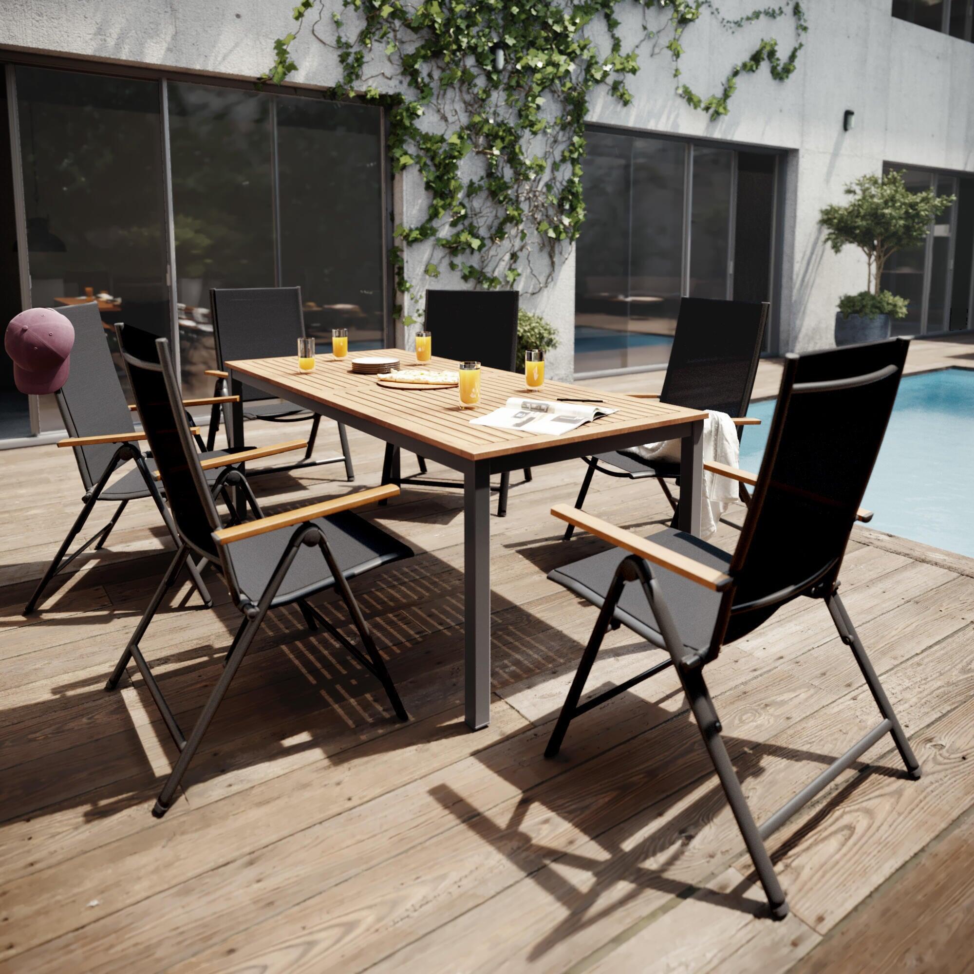 Salon de jardin aluminium/eucalyptus Oris Butterfly NATERIAL 6 personnes | Leroy Merlin