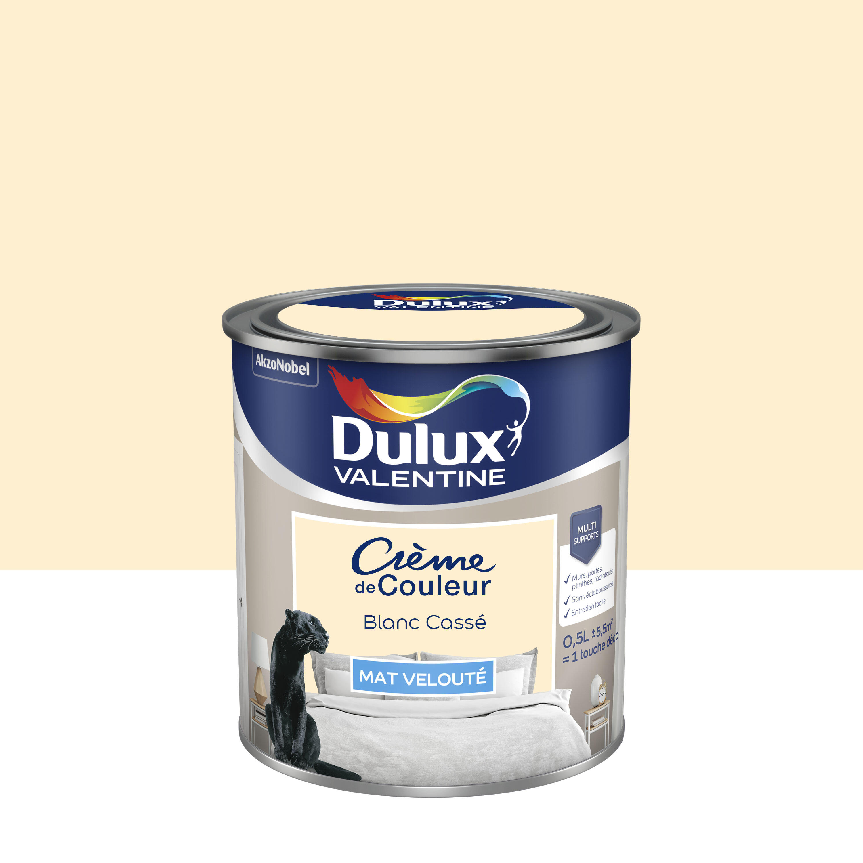 Peinture mur, boiserie blanc cassé mat DULUX VALENTINE Crème de couleur ...