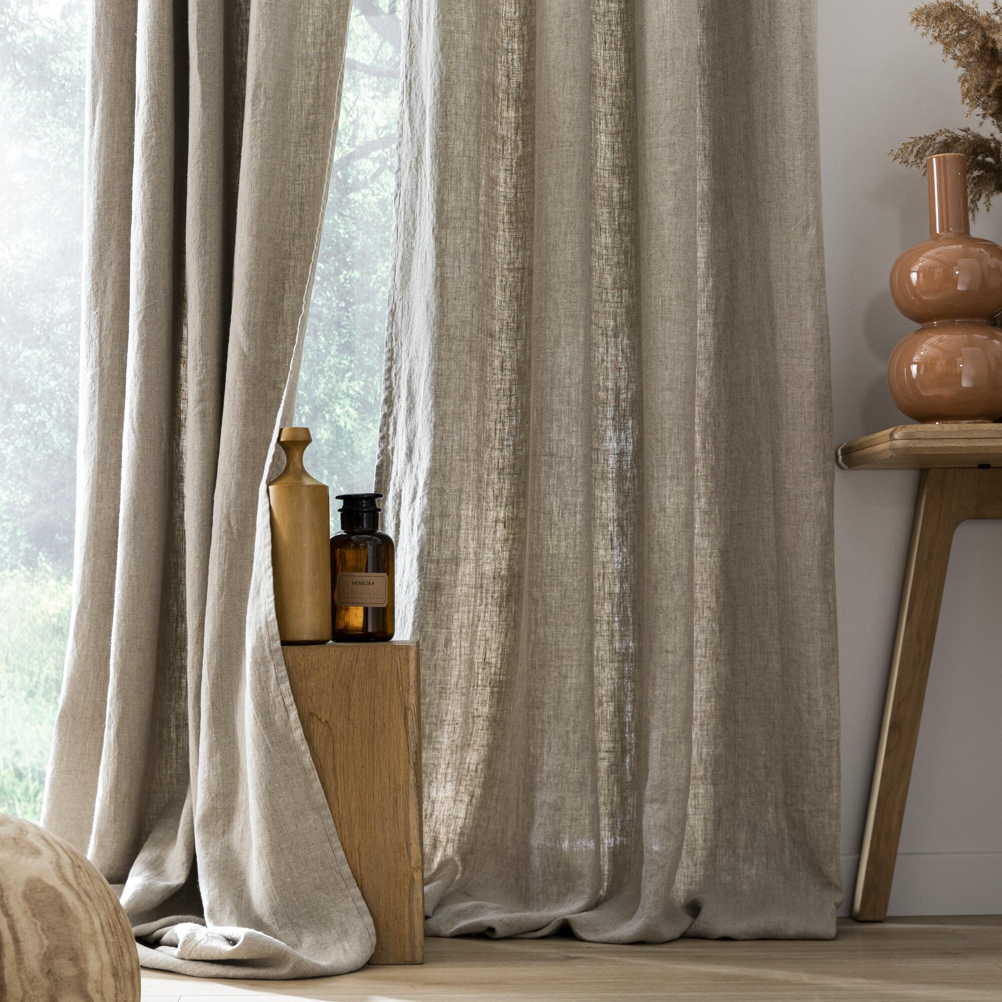 Rideau tamisant, Danae, lin, naturel H.280 x l.140 cm INSPIRE | Leroy ...