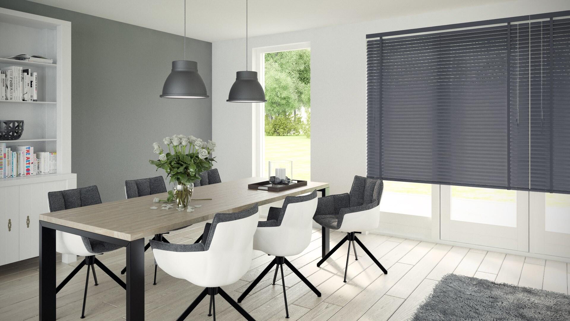 Store vénitien bois 50 mm, 955 anthracite, l.220 x H.220 cm, DECOSOL ...