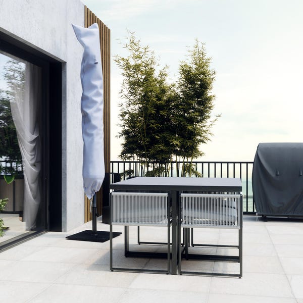 Set de muebles de balcón Naterial Compass de acero gris para 4 personas ...