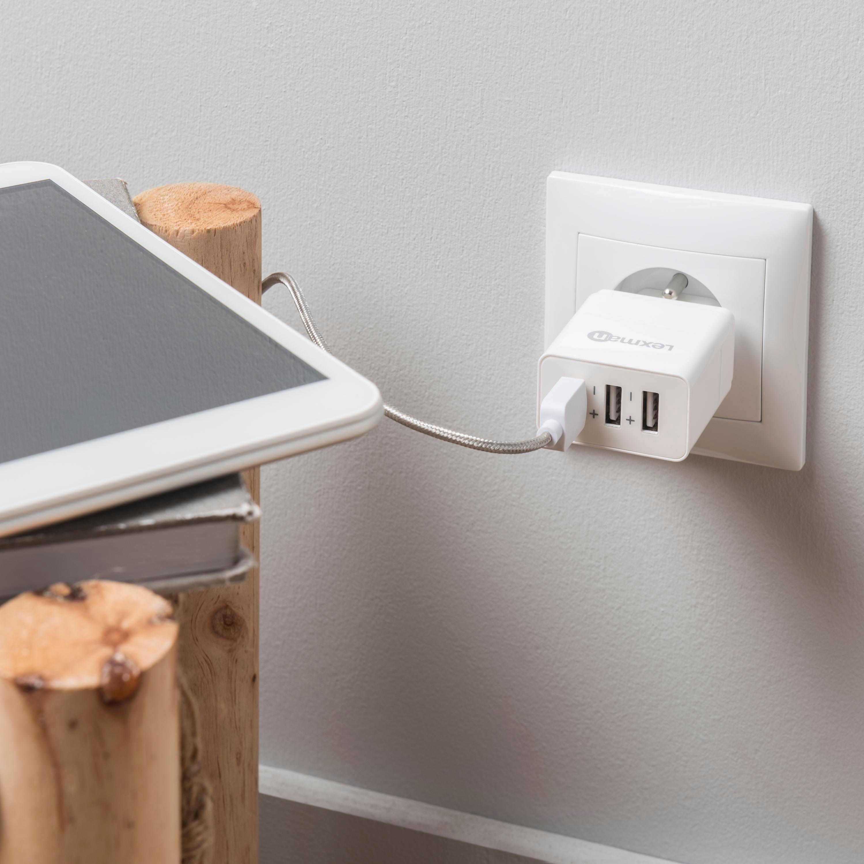 Adaptateur chargeur 3 USB A blanc LEXMAN | Leroy Merlin