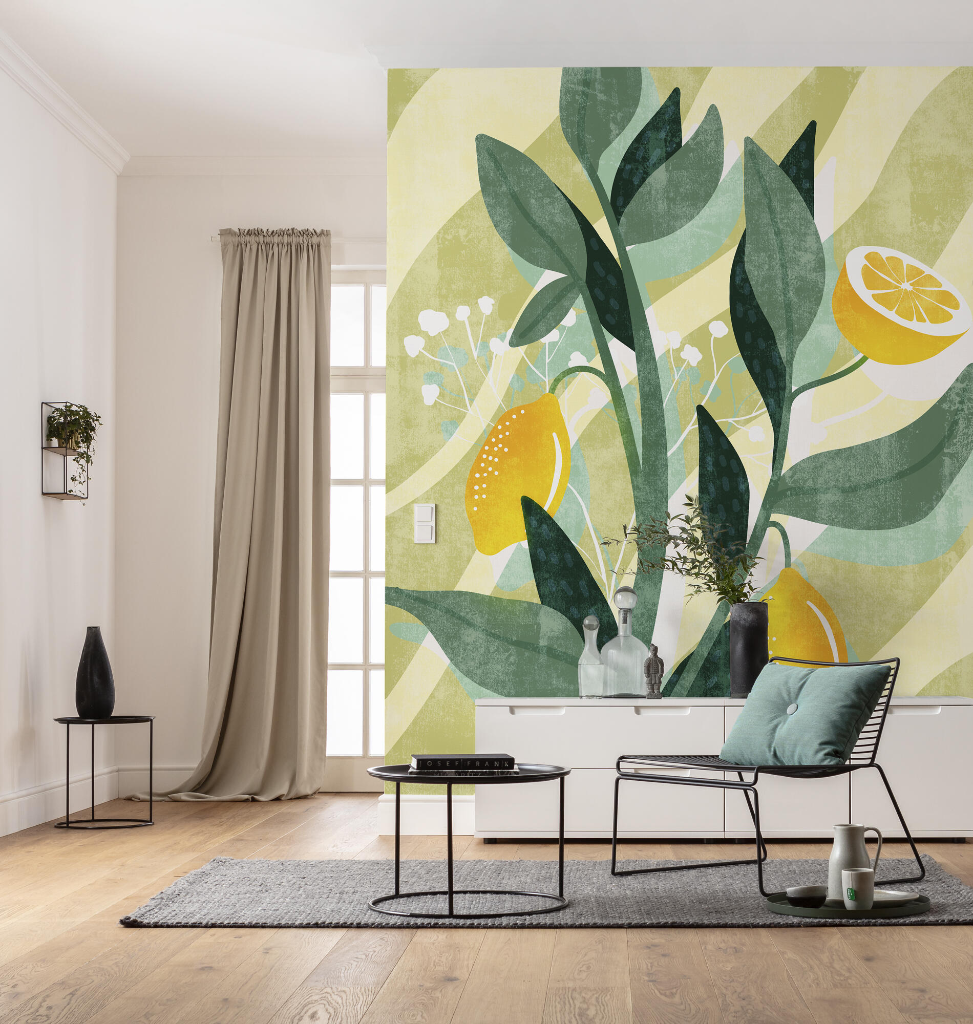 Papier peint panoramique LE JARDIN lemon fresh jaune l.200 x H.250 cm ...