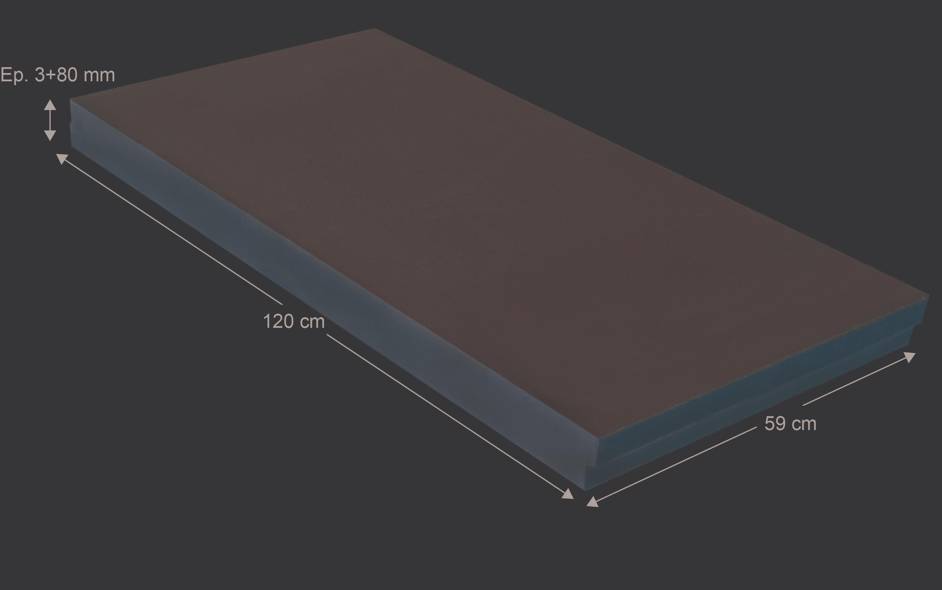 Panneau en polystyrène extrudé XPS +béton, SOPREMA 1.2x0.59m, Ep.80+3mm ...