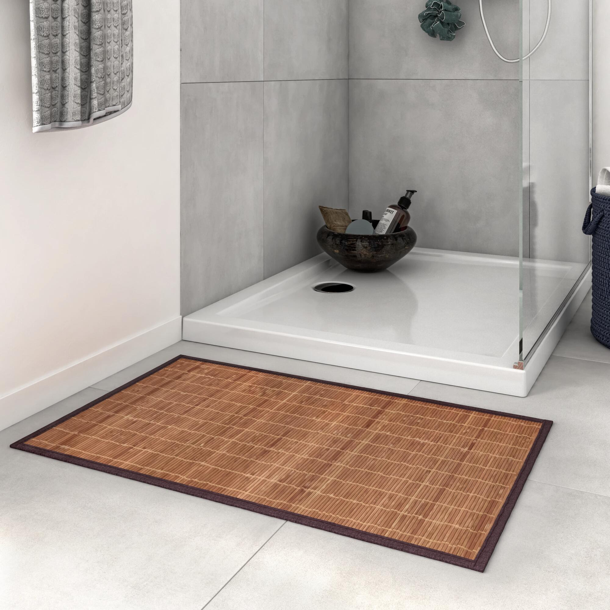 Tappeto bagno rettangolare Bamboo in bambù naturale 80 x 50 cm | Leroy ...